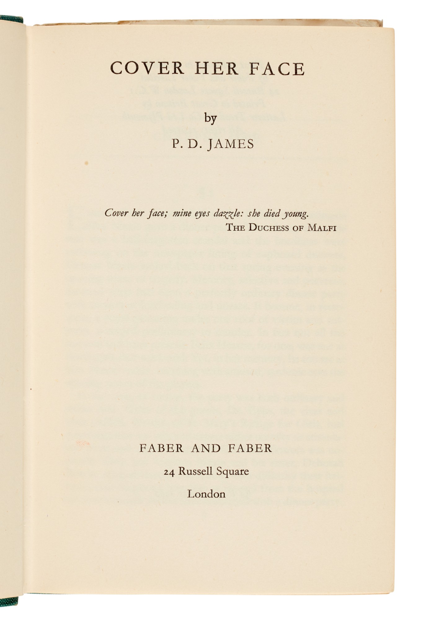 P.D. James | Cover Her Face, 1962, first edition of the author's first ...
