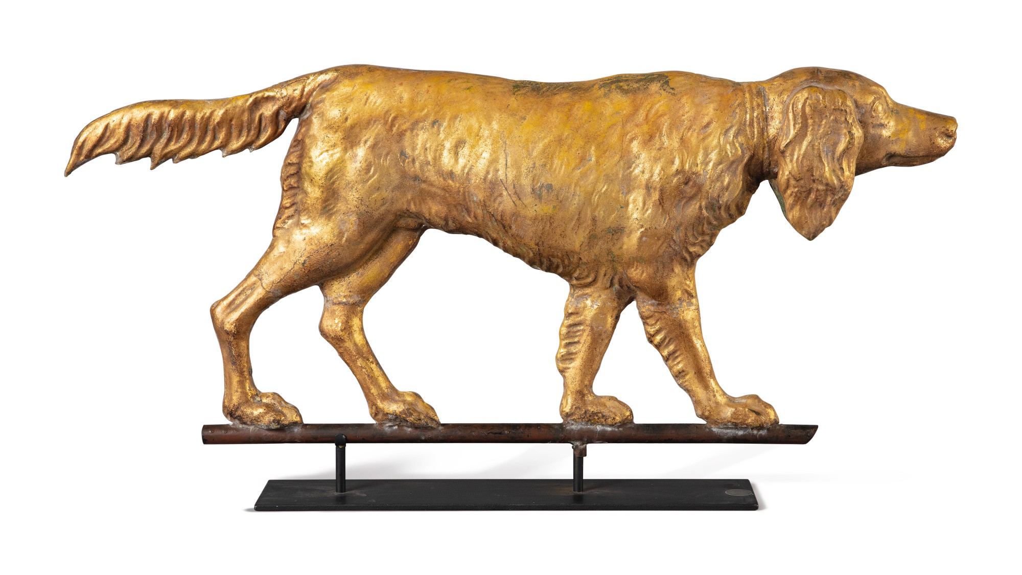 A FULL-BODIED MOLDED GILT-COPPER SETTER WEATHERVANE | Mario Buatta ...