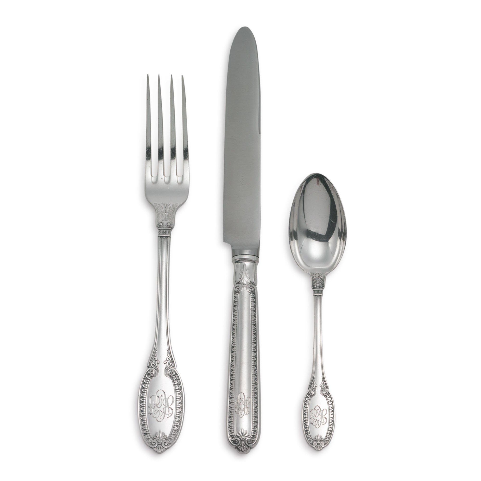AN ITALIAN SILVER EMPIRE PATTERN FLATWARE SERVICE, BUCCELLATI, 20TH ...