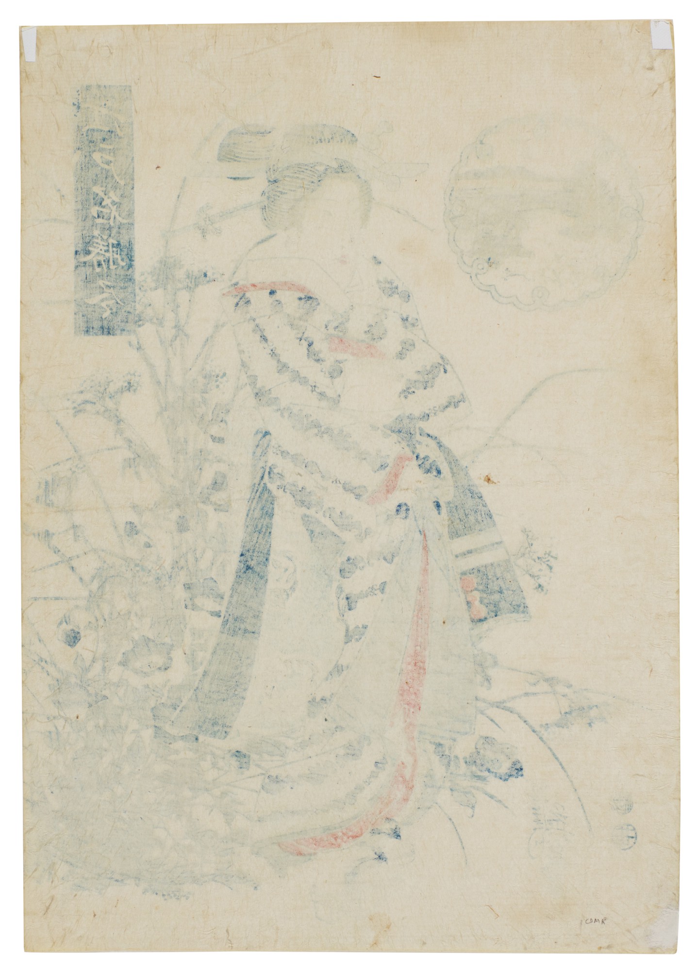 Keisai Eisen (1790-1848) Two aizuri-e woodblock prints, Edo period ...