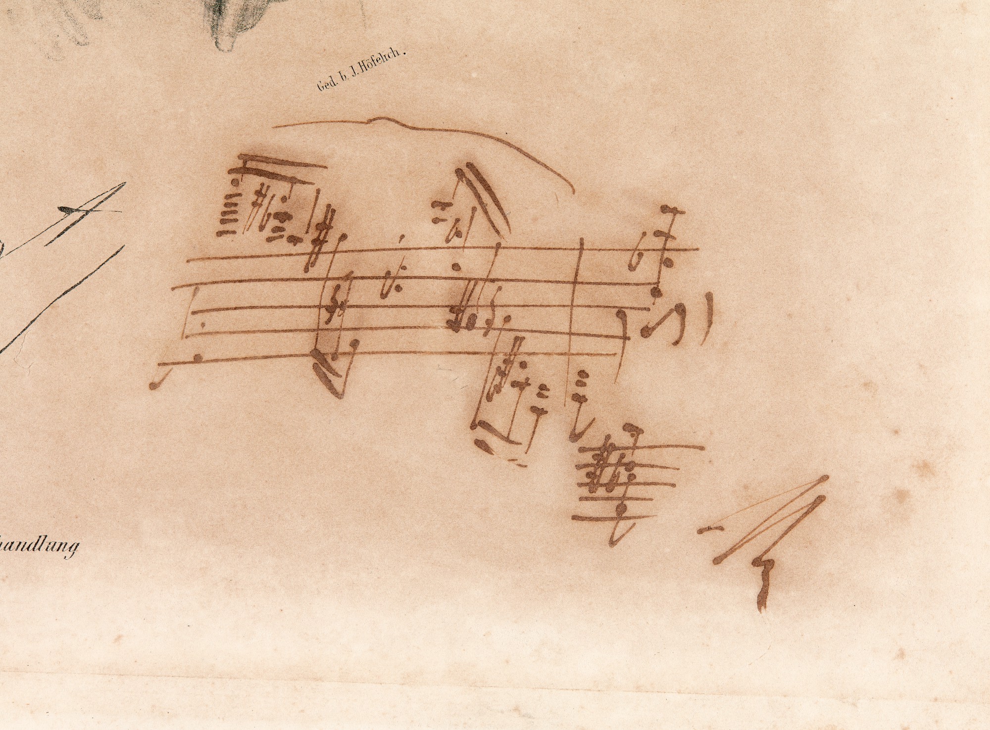 F. Liszt. Large lithographed portrait of Liszt in 1846, with an ...