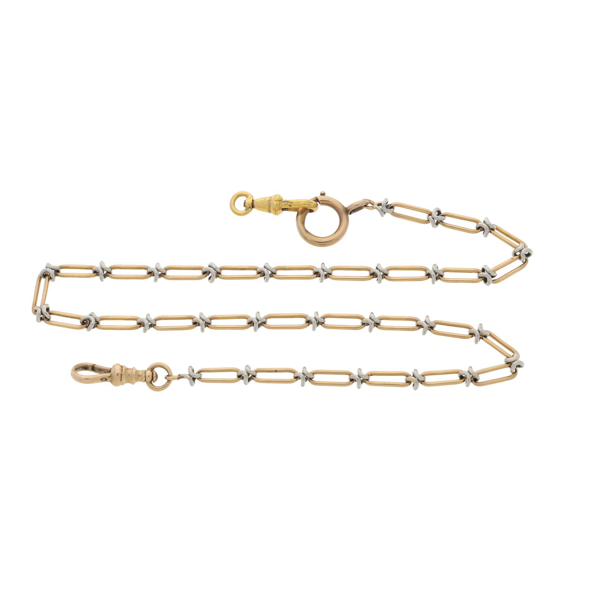 A YELLOW GOLD OPEN FACED POCKET WATCH WITH ASSOCIATED CHAIN, MADE IN ...