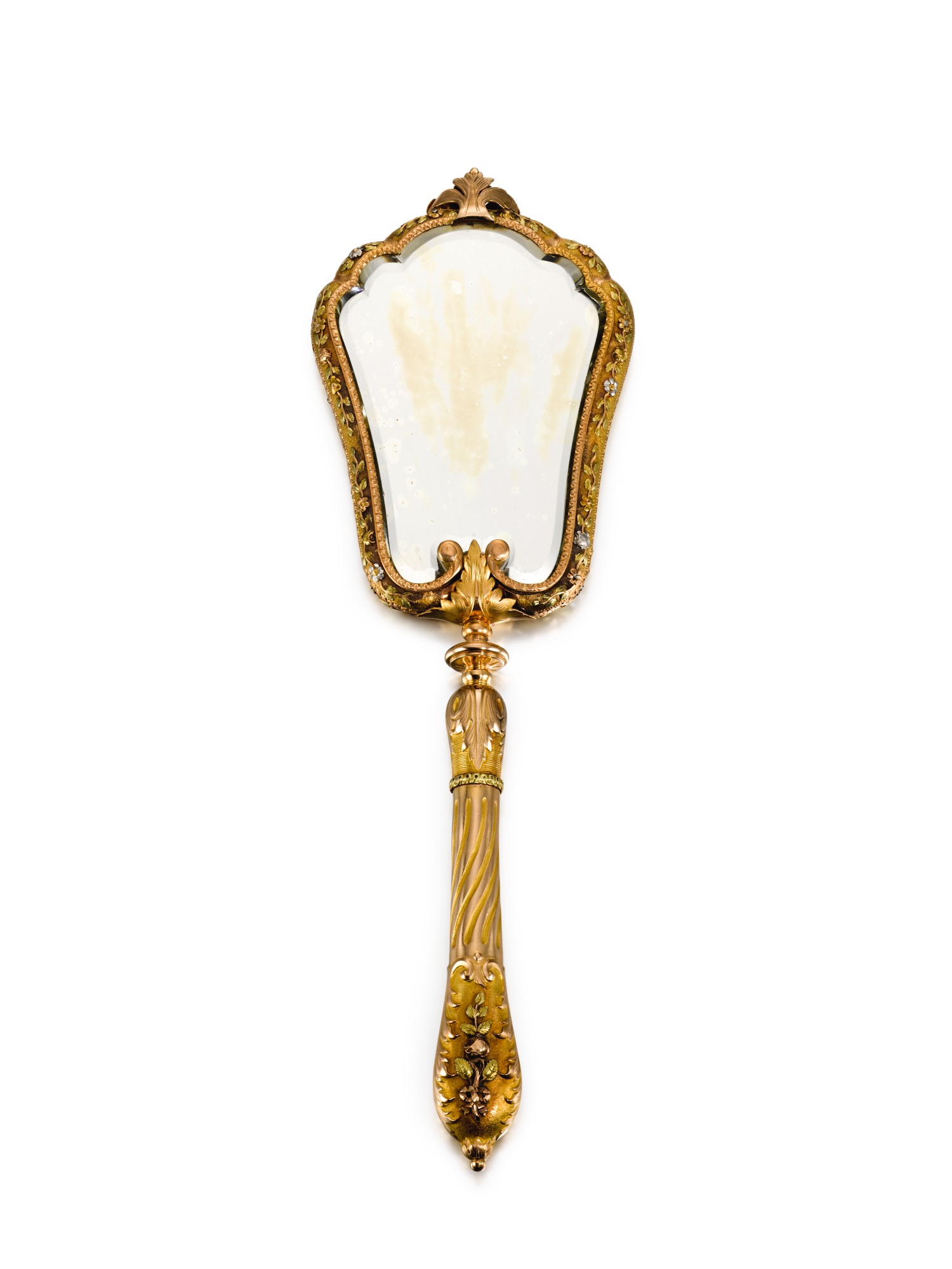A FOUR-COLOUR GOLD AND IVORY HAND MIRROR, FRENCH, LATE 19TH CENTURY ...