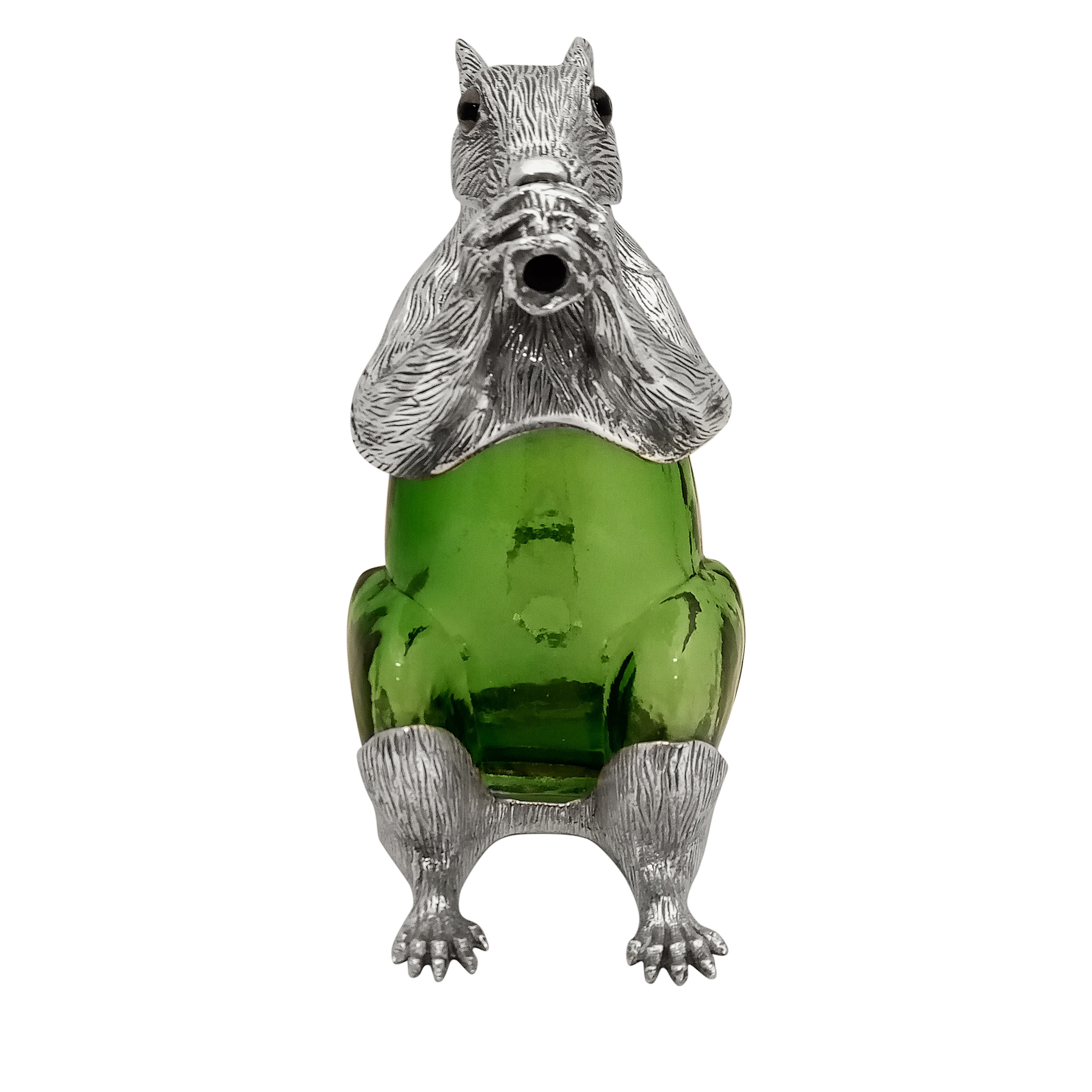 Vintage Silver Mounted Green Glass Squirrel Decanter Available For ...