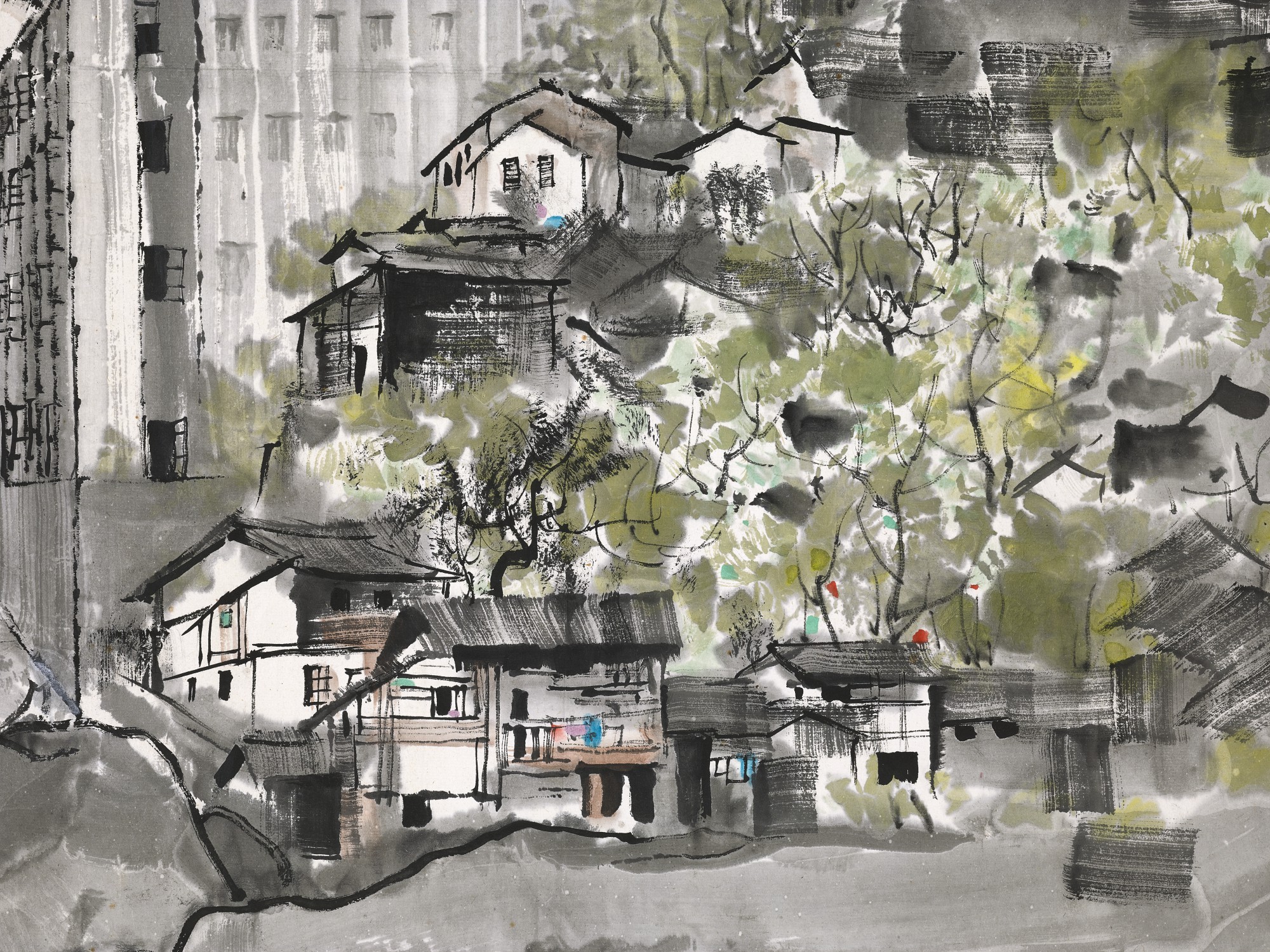 WU GUANZHONG 吳冠中 | CHONGQING, THE MOUNTAIN CITY 山城重慶 | Fine Chinese ...