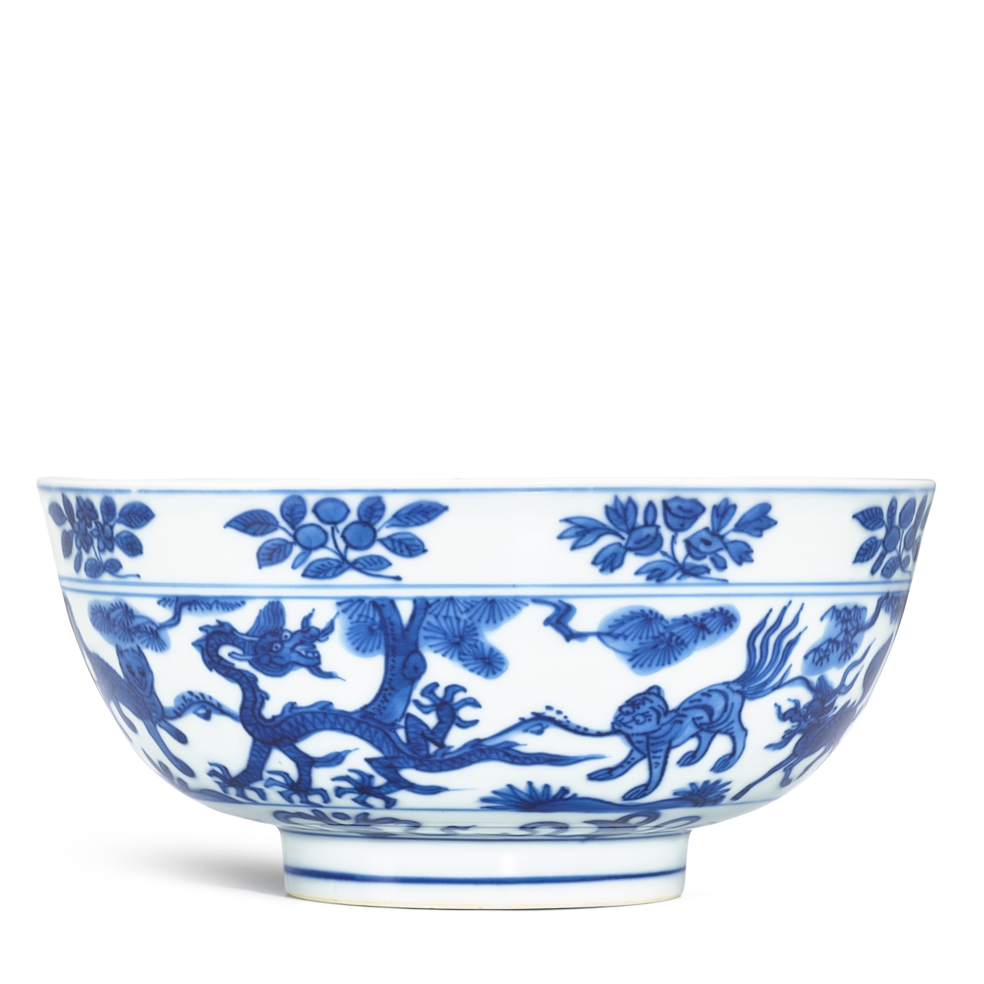 A blue and white 'mythical beast' bowl, Mark and period of Wanli 明萬曆 ...