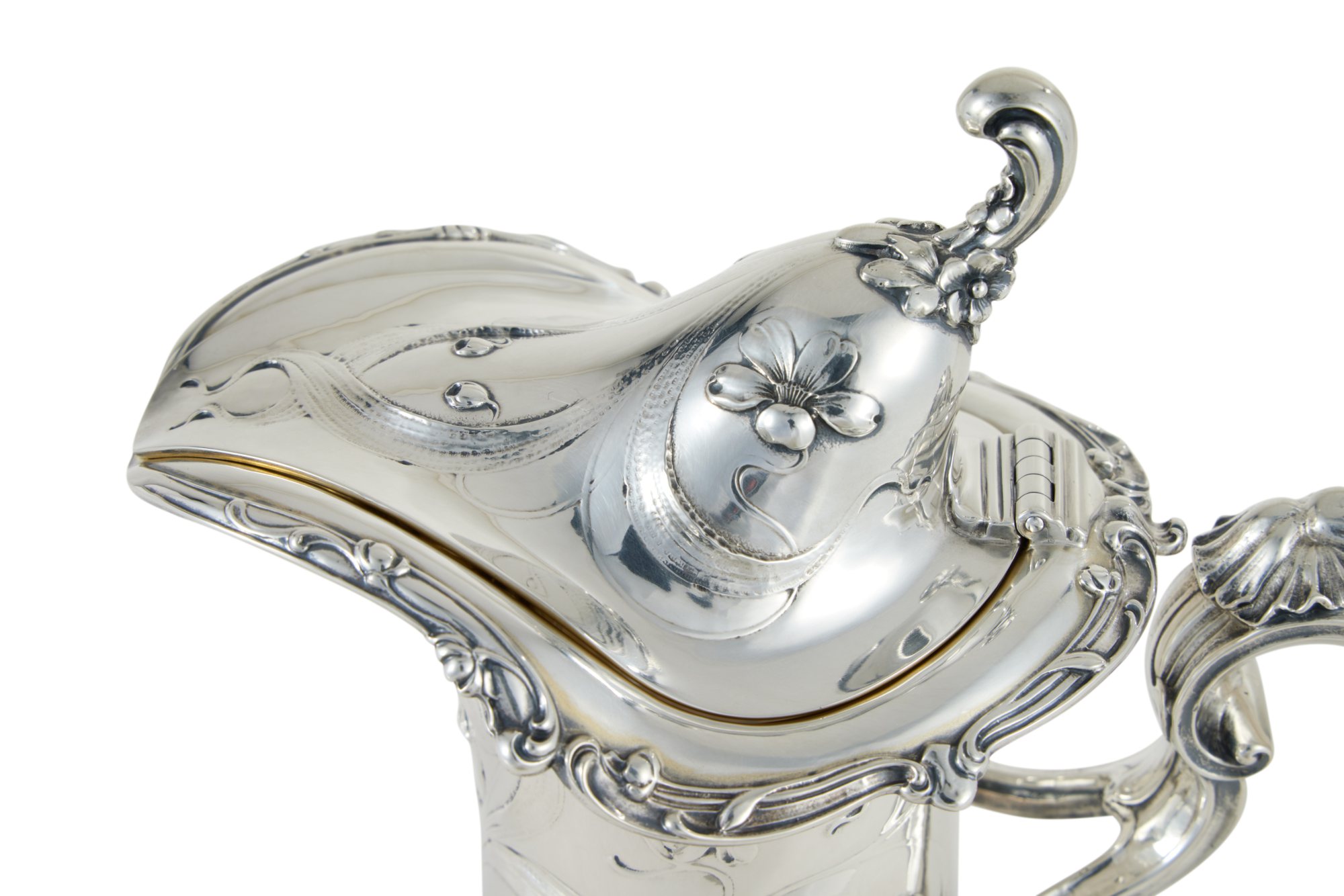 An American Silver Mounted Cut and Etched Glass "Art Nouveau" Claret ...