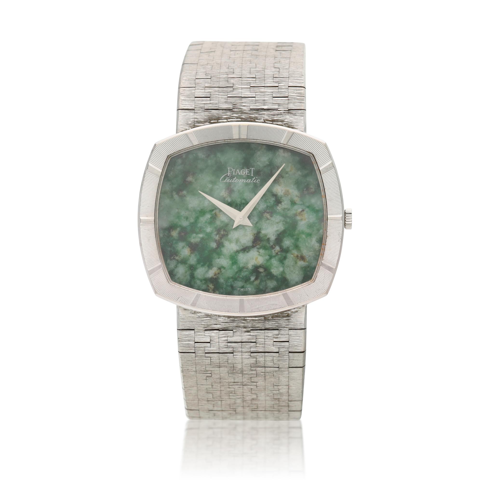 Reference 12425 A 6, A white gold automatic cushion shaped bracelet ...