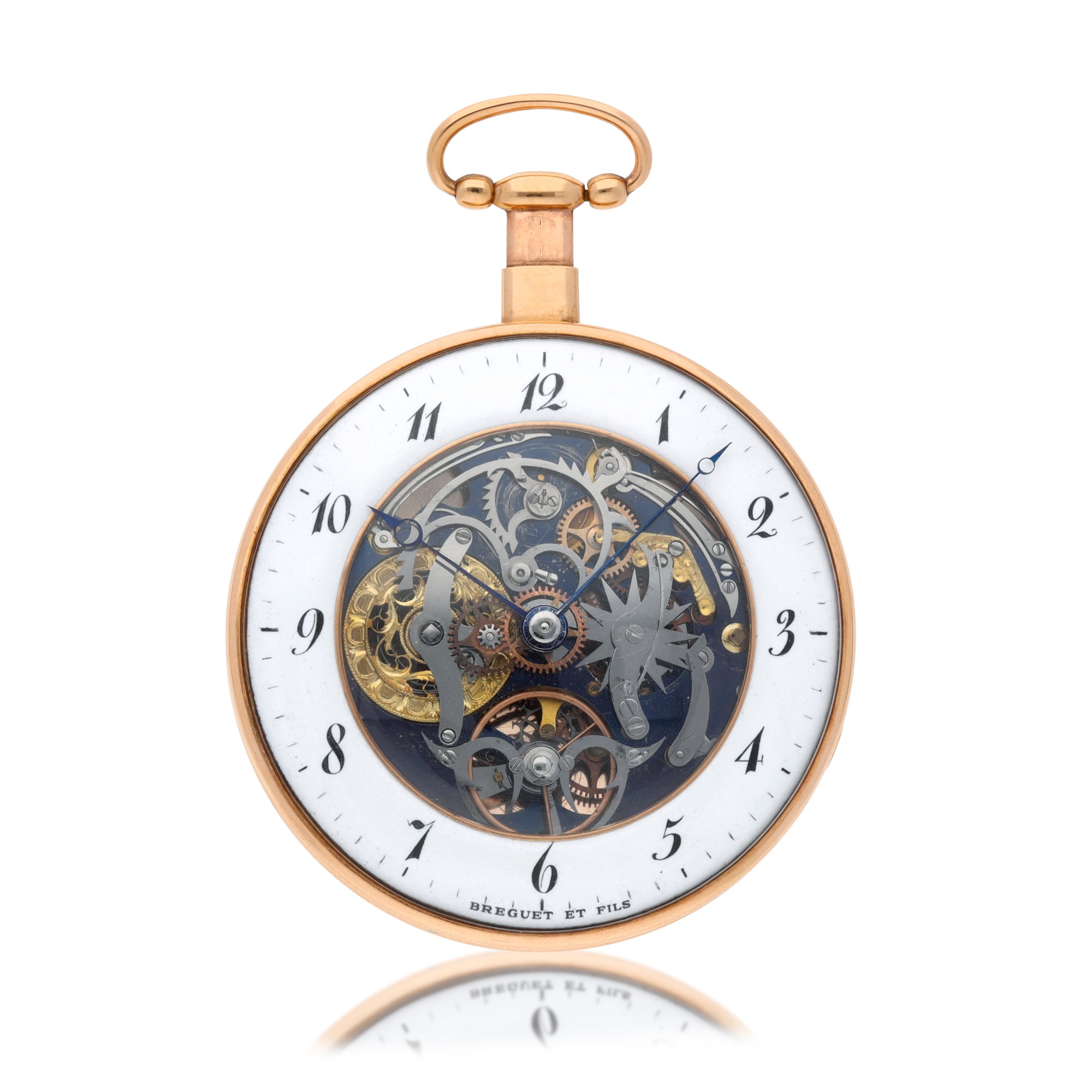 A gold quarter repeating skeletonised watch with serpentine gongs Circa ...