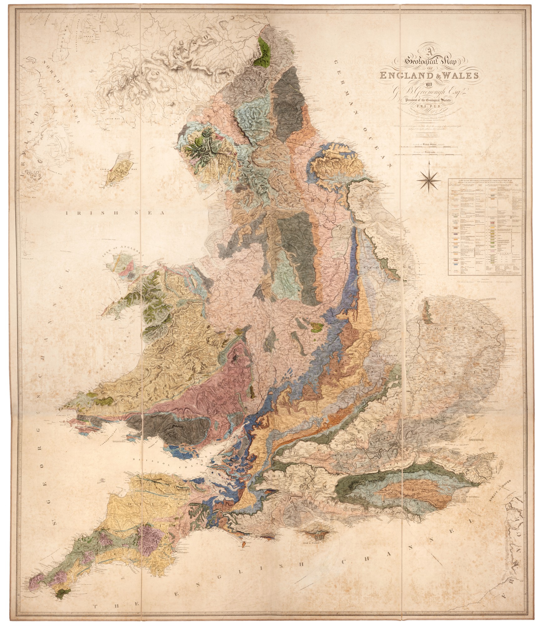 George Bellas Greenough | A Geological Map of England and Wales ...