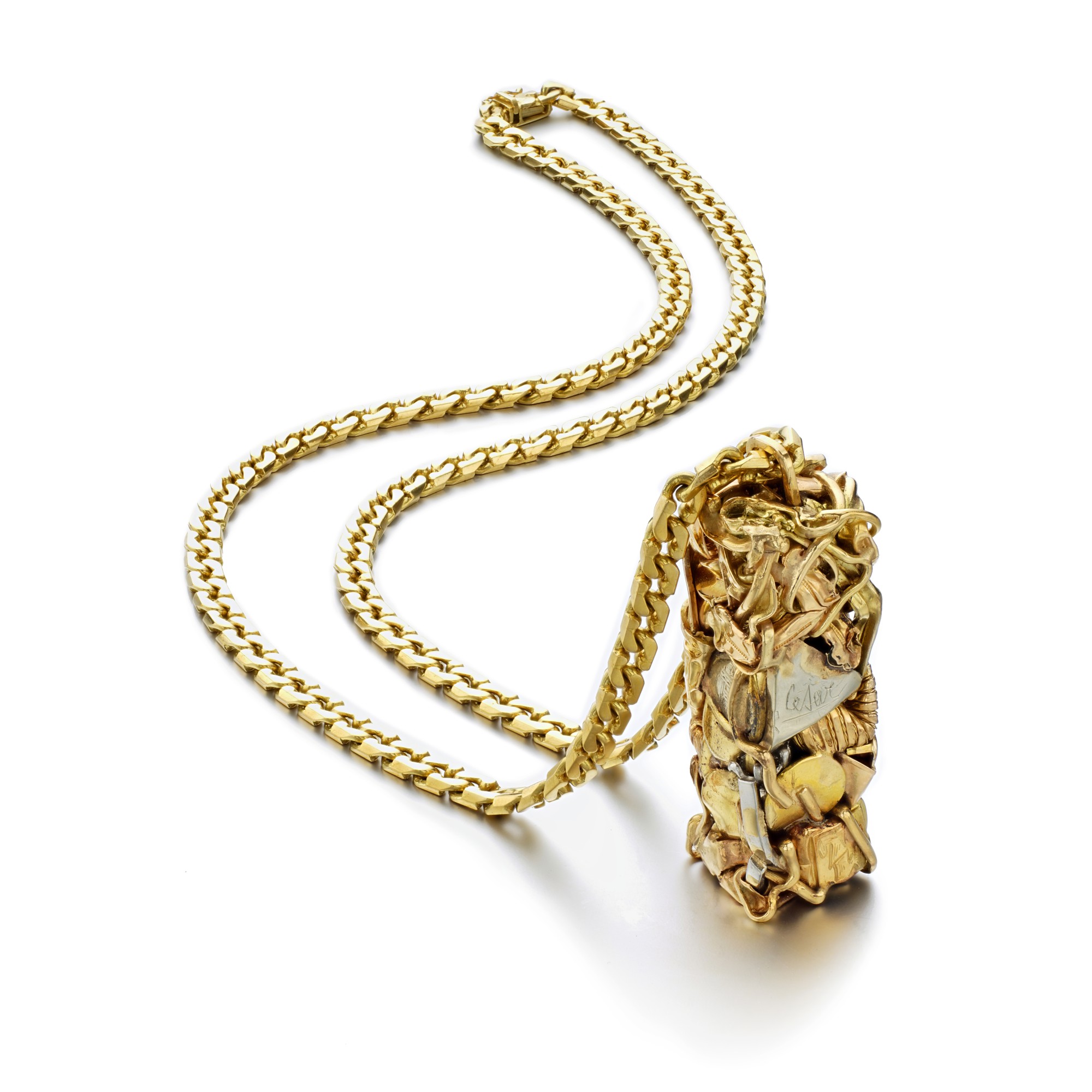 Gold pendant, 'Compression', César, and a chain | The Weekly Edit: Fine ...