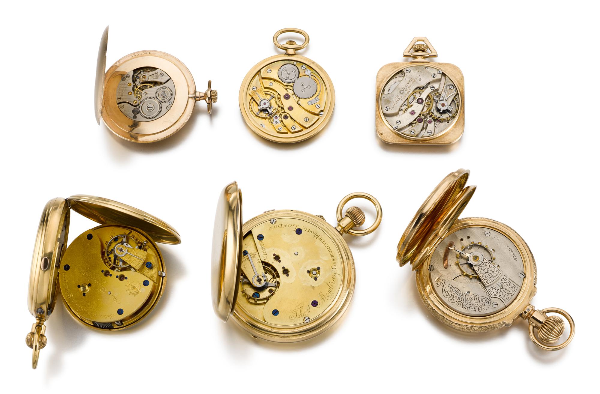 VARIOUS, GROUP OF SIX GOLD WATCHES LATE 19TH AND 20TH CENTURY ...