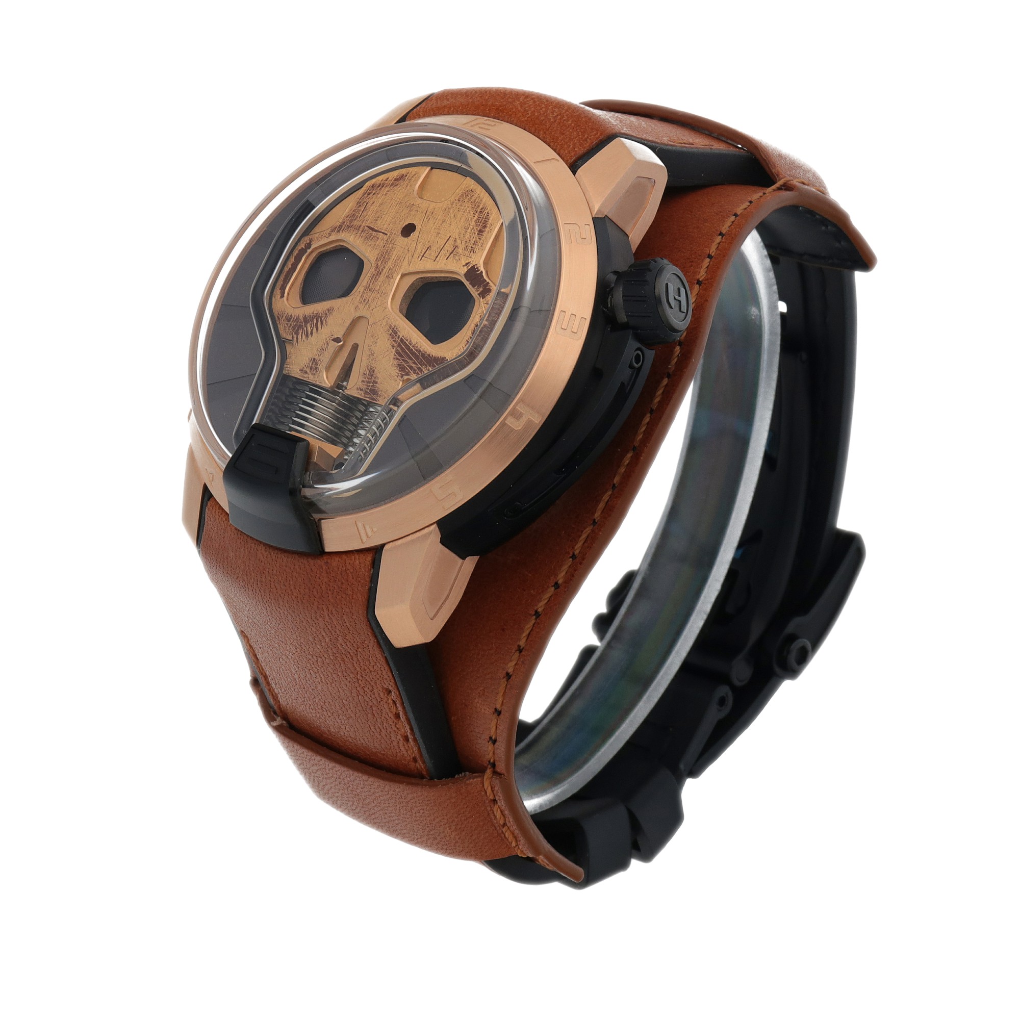 Skull Limited edition PVD-coated titanium and pink gold semi ...