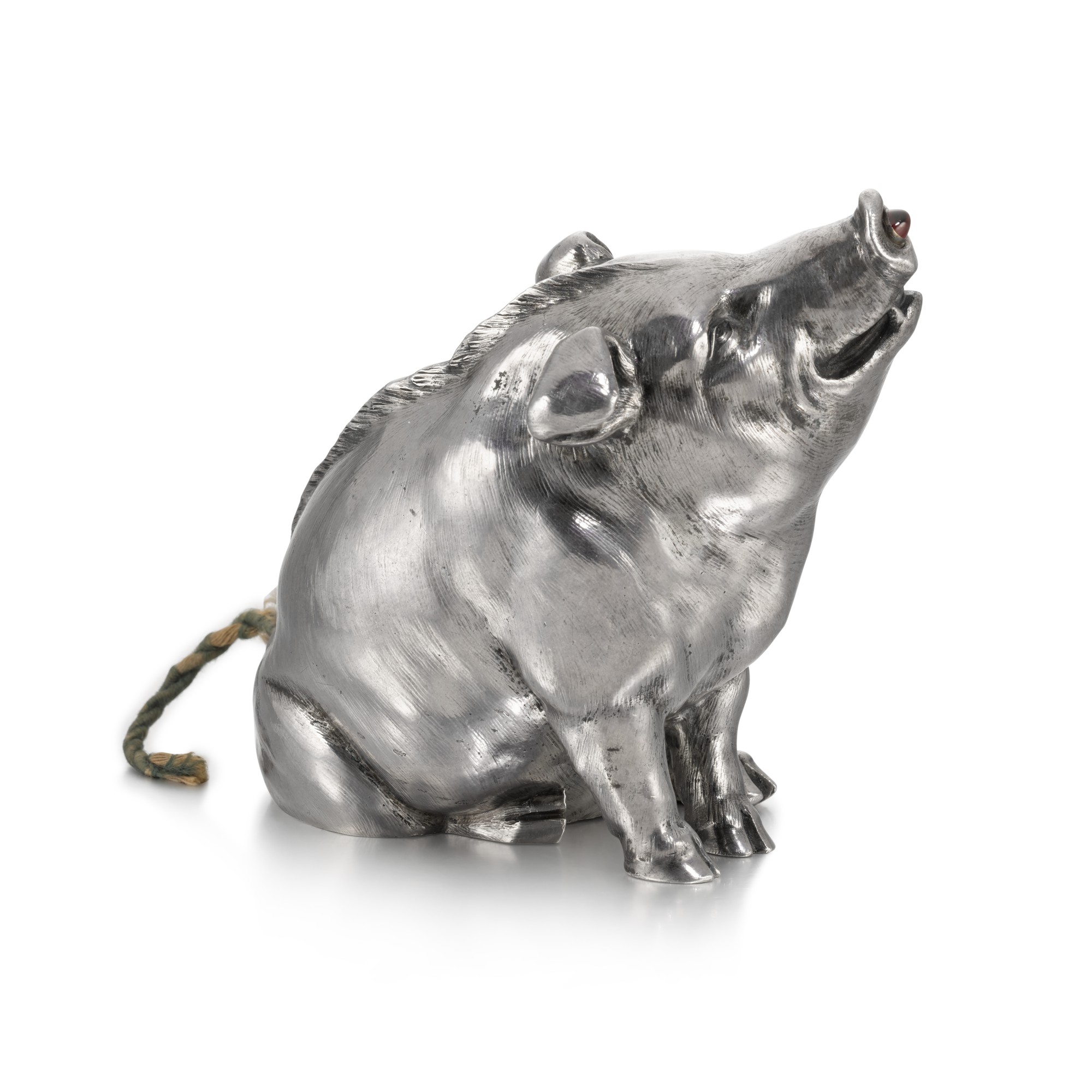 A Fabergé silver bell-push in the form of a seated boar, 1st Silver ...