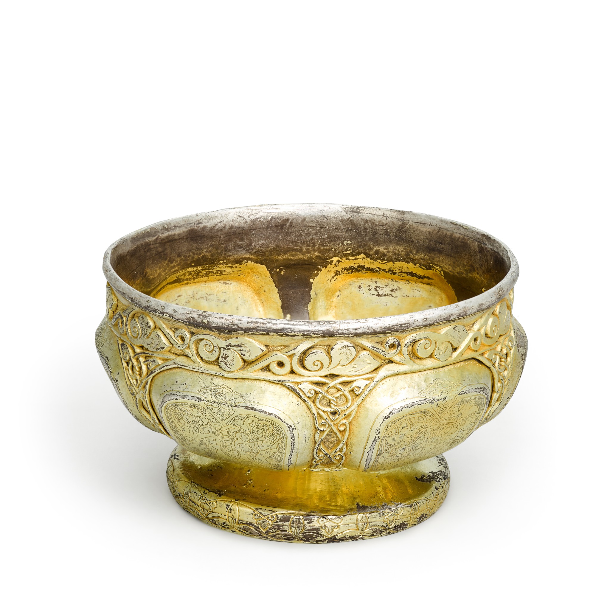 A scalloped silver-gilt bowl with Armenian inscription, Caucasus region ...