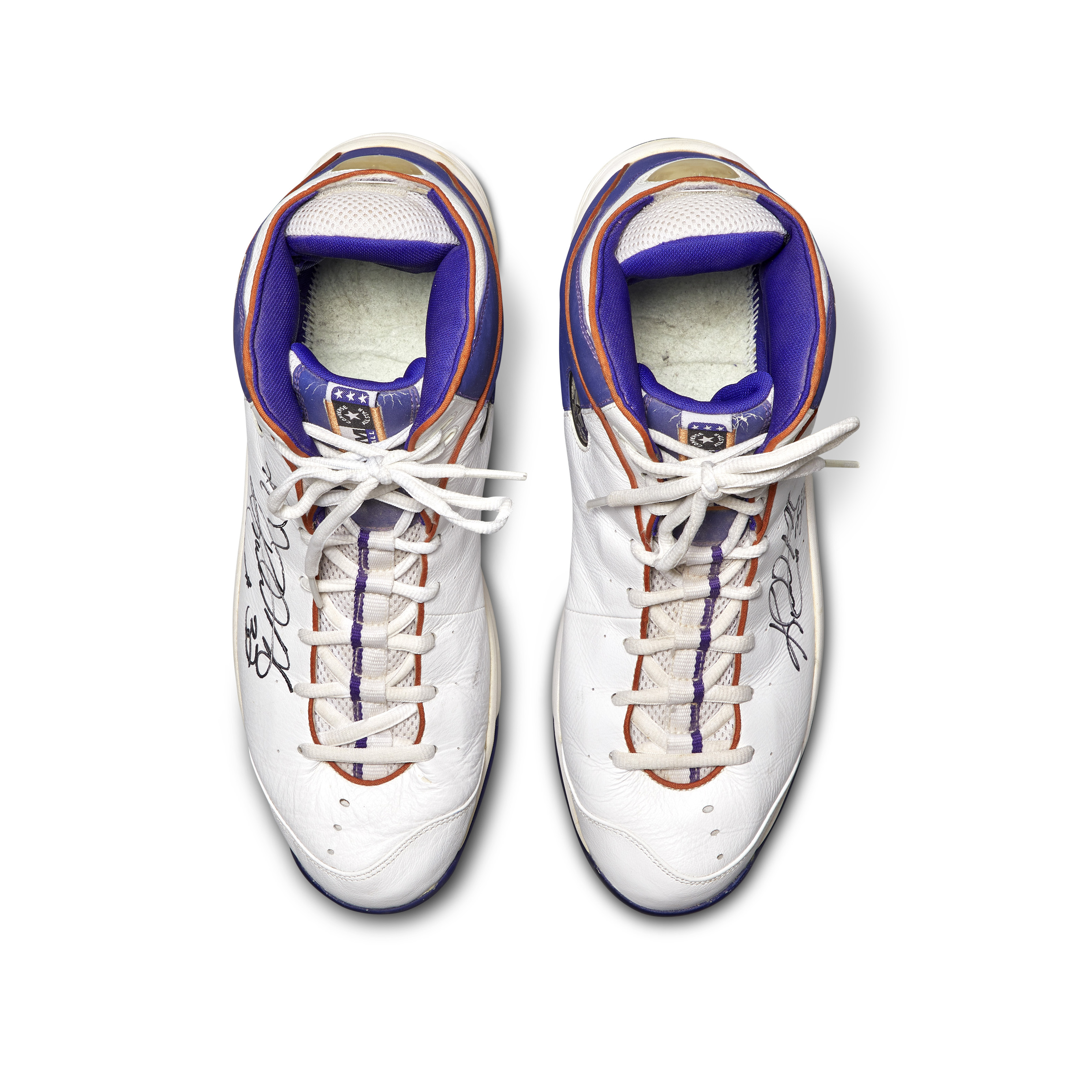 Karl Malone Worn and Dual Signed Converse All Star PE Sample | Size 16 ...