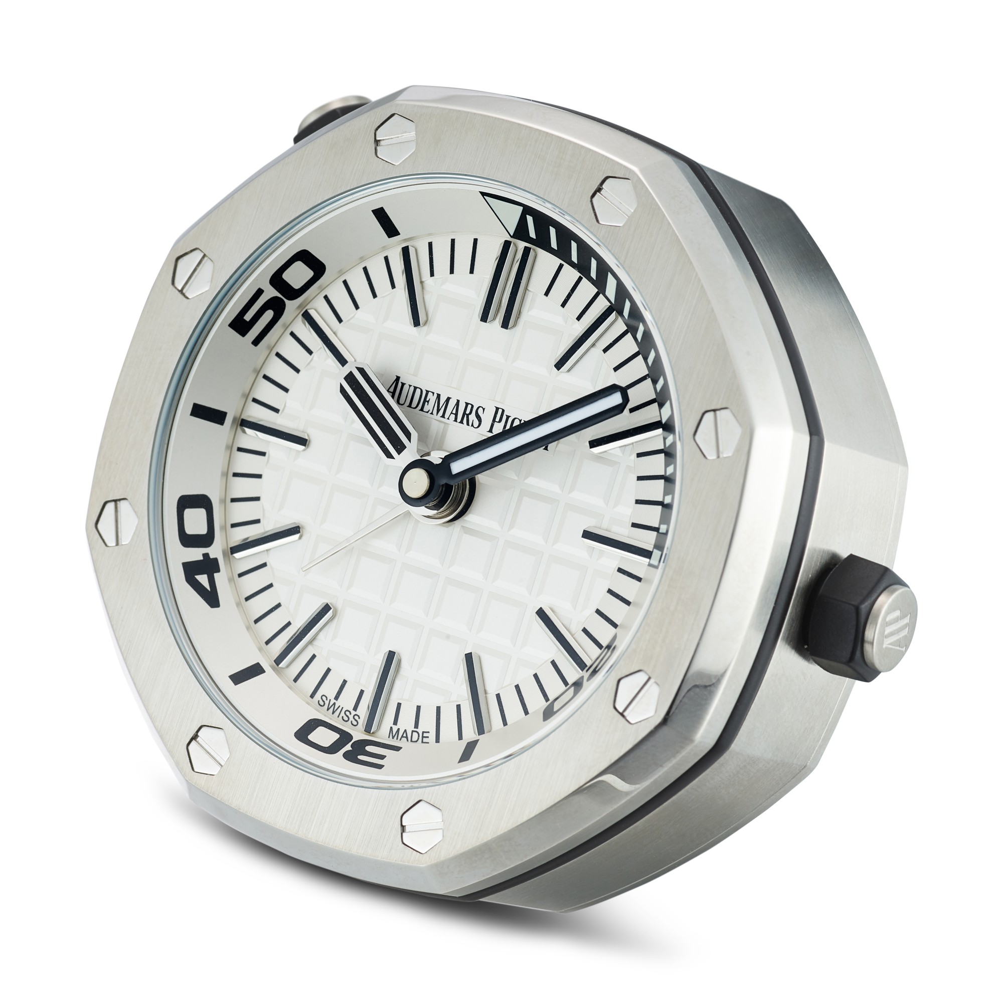 AUDEMARS PIGUET | ROYAL OAK A STAINLESS STEEL ALARM DESK CLOCK WITH ...