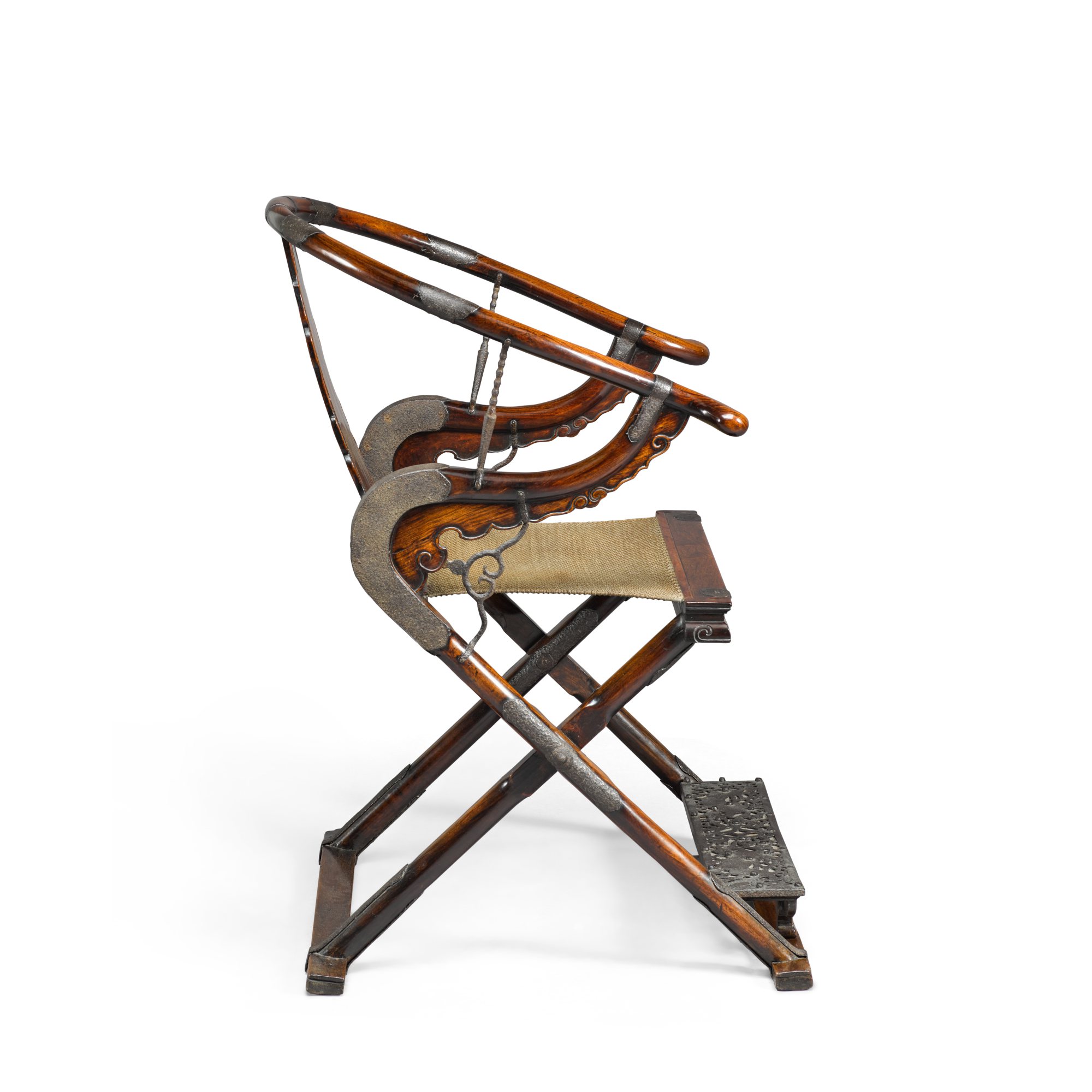 A very rare and outstanding huanghuali folding horseshoe-back armchair ...