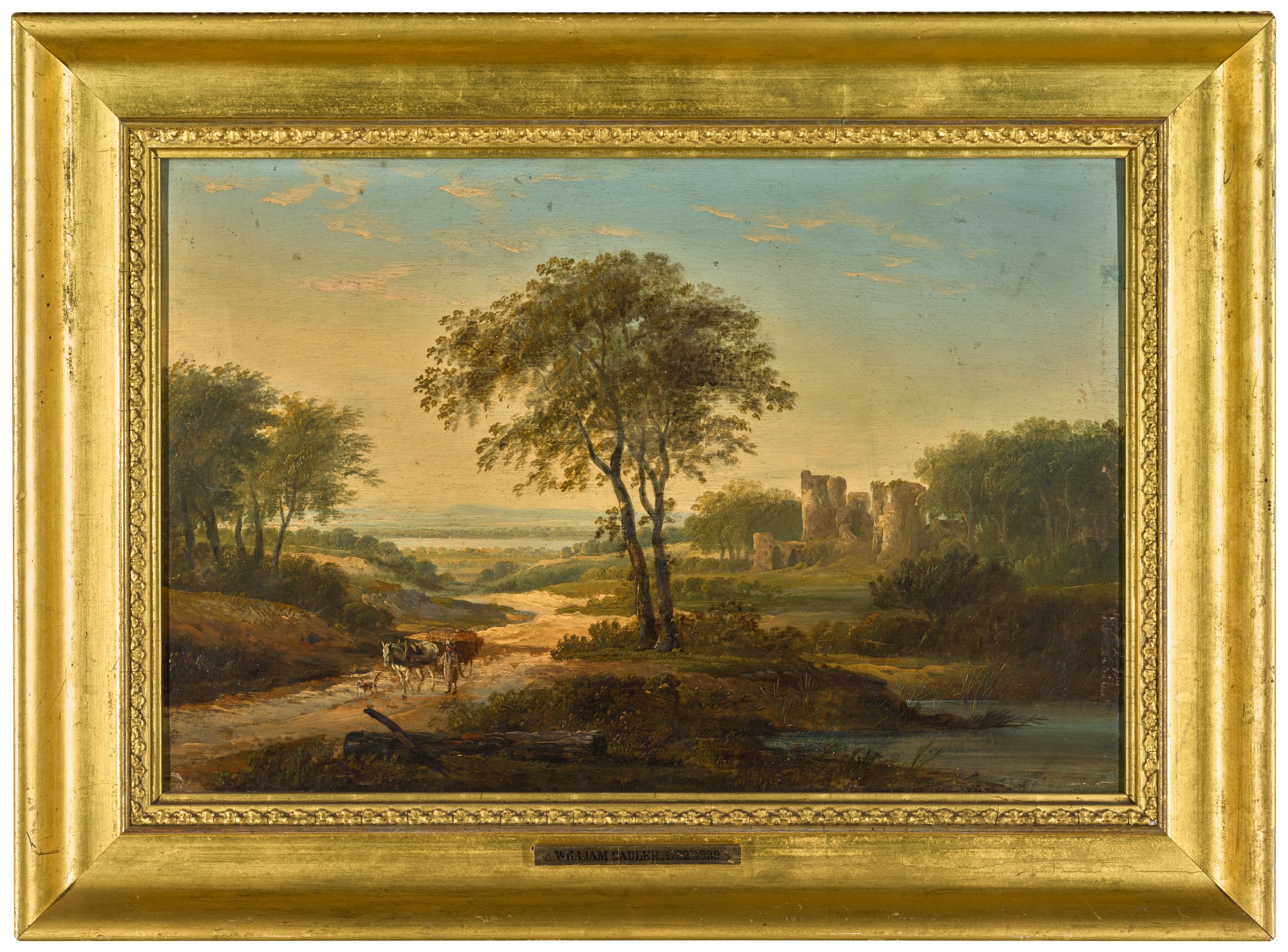 WILLIAM SADLER | A COASTAL LANDSCAPE WITH TRAVELLERS BY A CASTLE RUIN ...