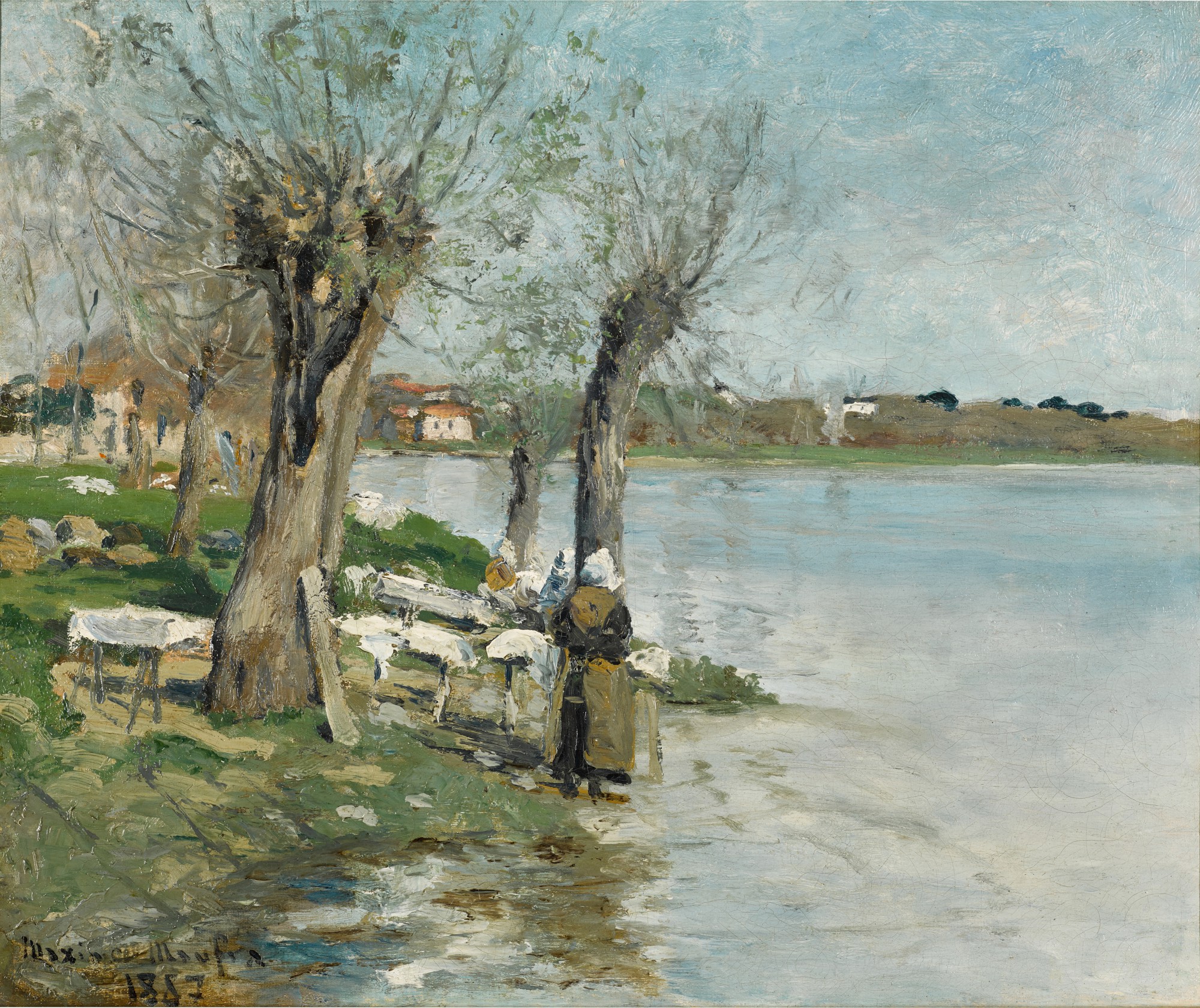 Lavandières au bord d'une rivière près de Nantes | Impressionist and ...