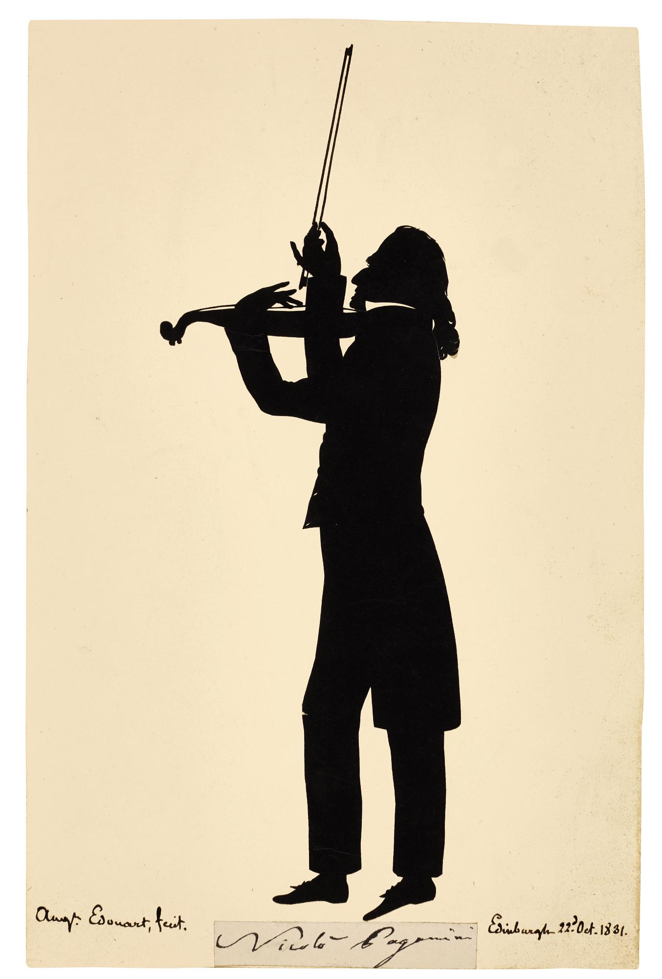 N. Paganini. Silhouette portrait by Augustin Edouart, signed and ...
