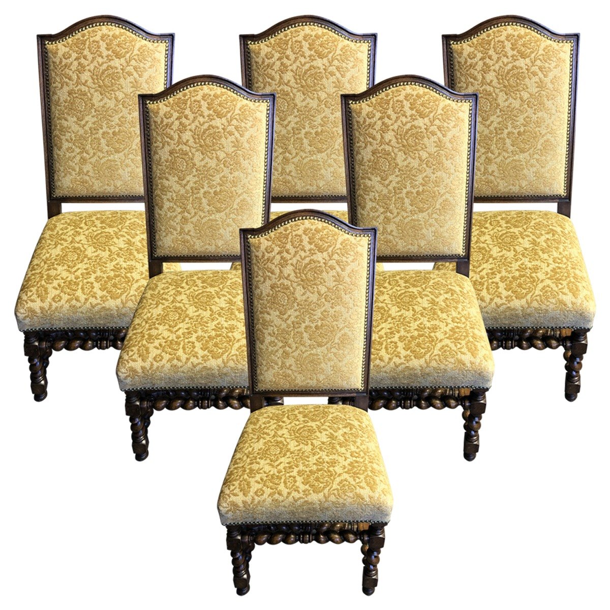Antique Renaissance Style Brocade Dining Chairs Available For Immediate ...