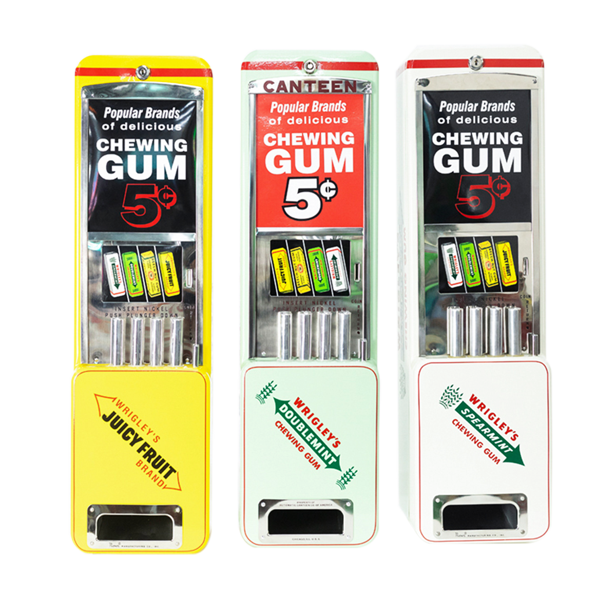 Rowe Manufacturing Company Vintage Wrigley Gum Wall Vending Machines ...