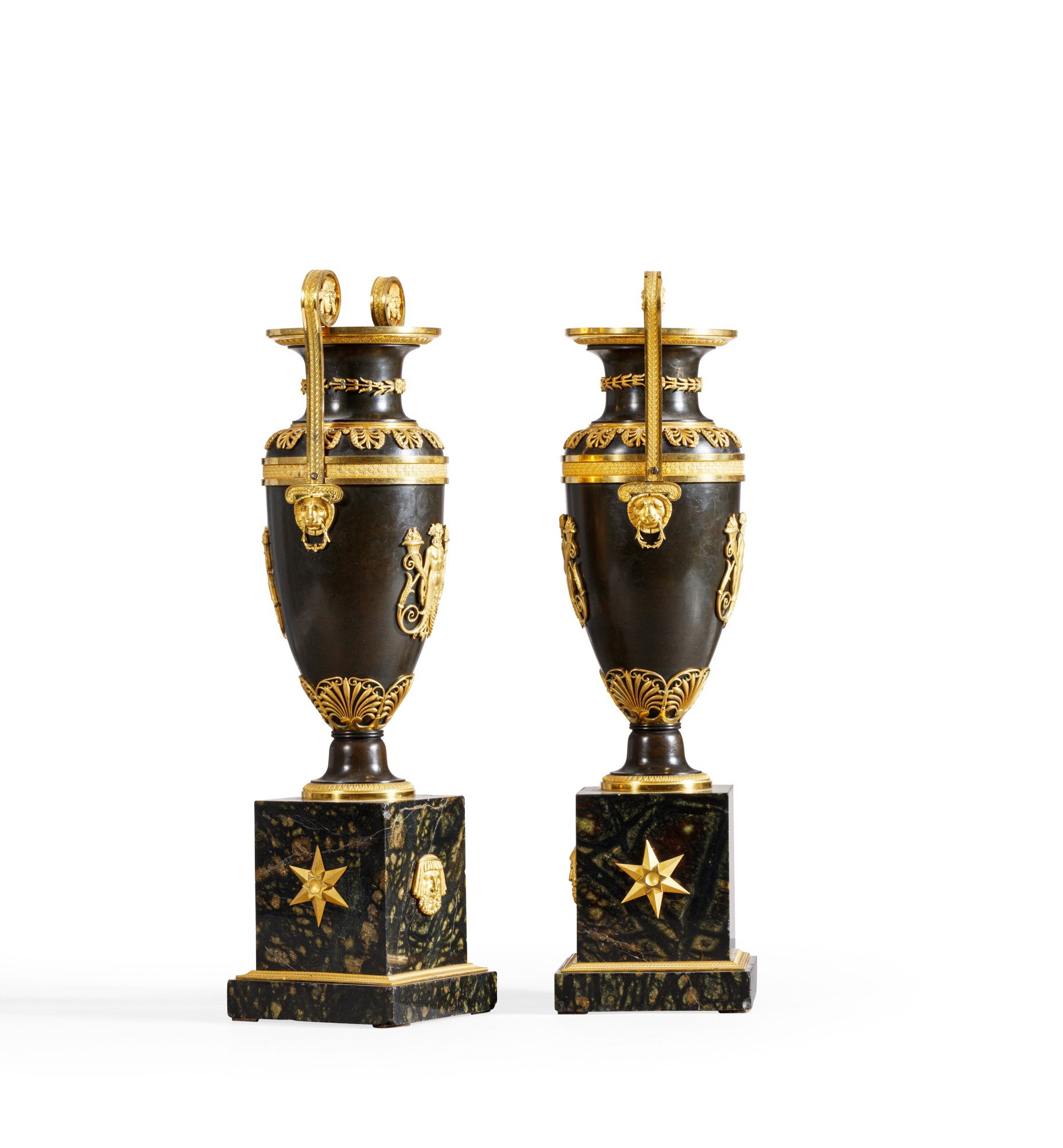 A pair of gilt-bronze vases in the manner of Thomas Hope, late 18th ...