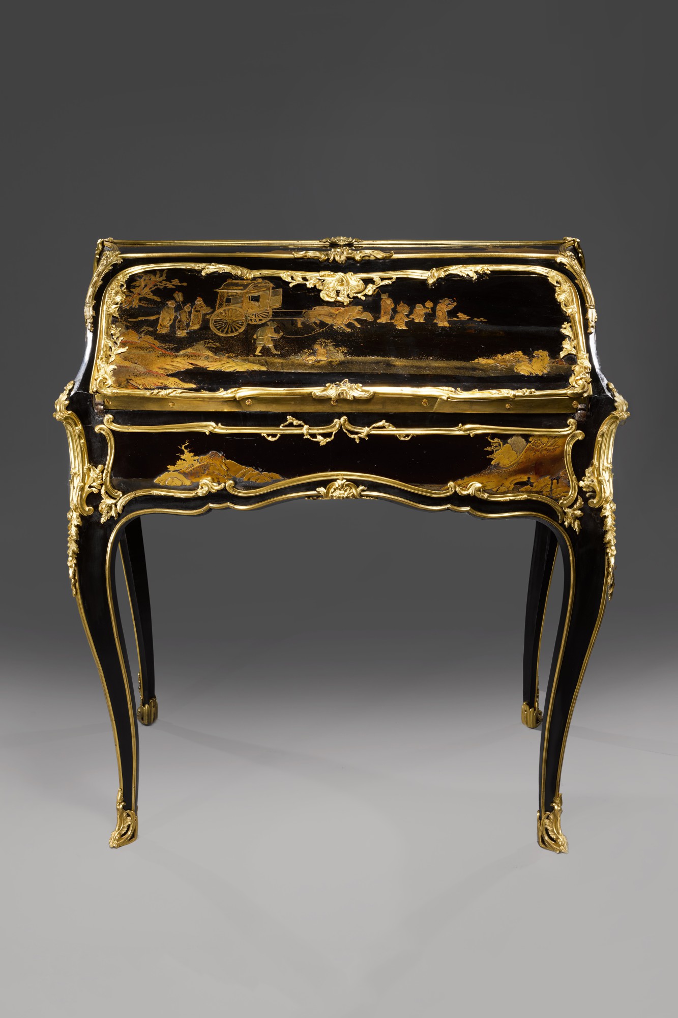 A Louis XV Gilt Bronze-Mounted Japanese and European Lacquer Bureau En ...