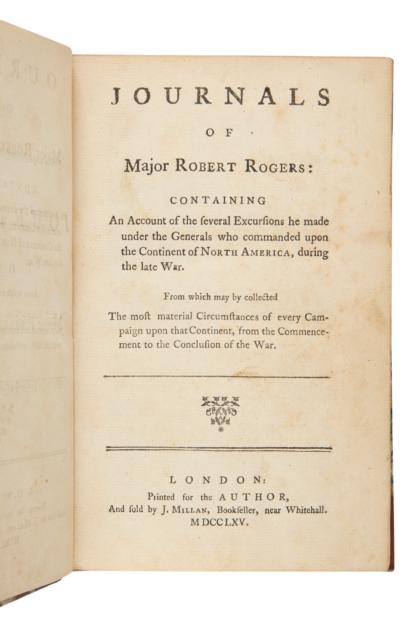 Rogers, Robert, Major | First edition of the most famous narrative of ...