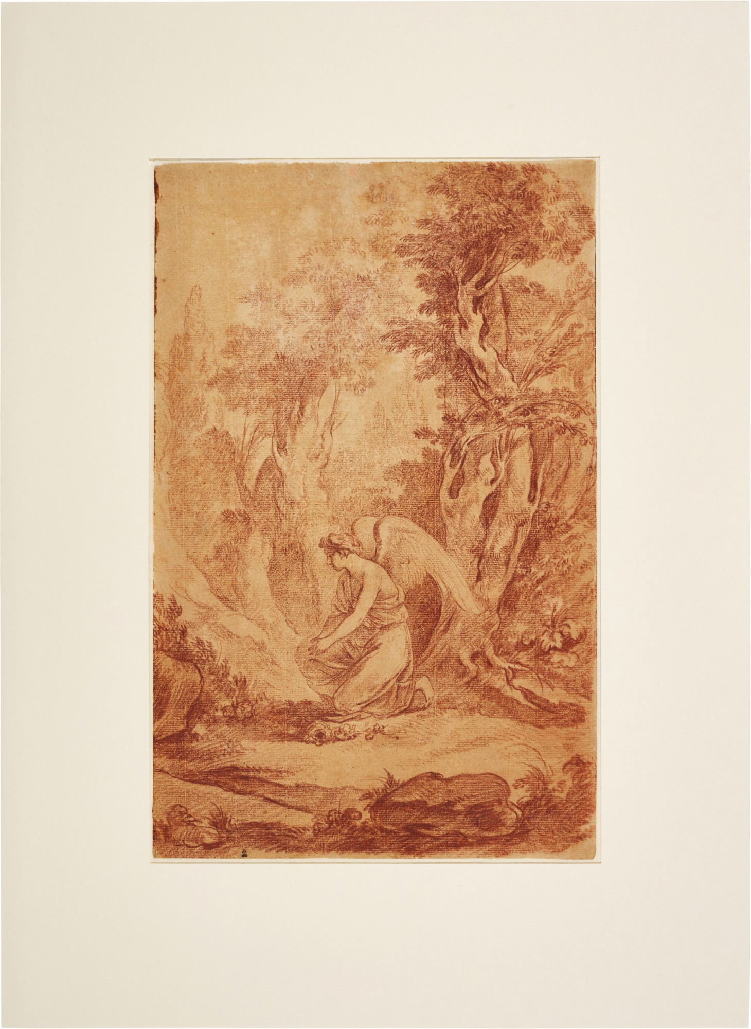 CHARLES-NICOLAS COCHIN | AN ANGEL KNEELING IN A LANDSCAPE | Old Master ...