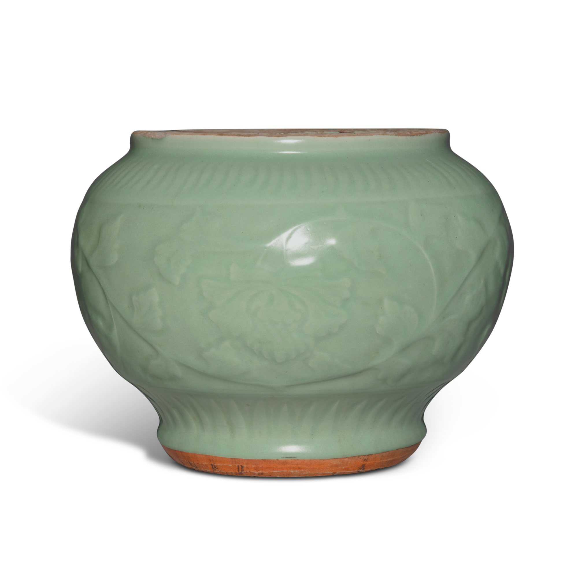 A carved 'Longquan' celadon-glazed 'floral' jar, Yuan dynasty | 元 ...