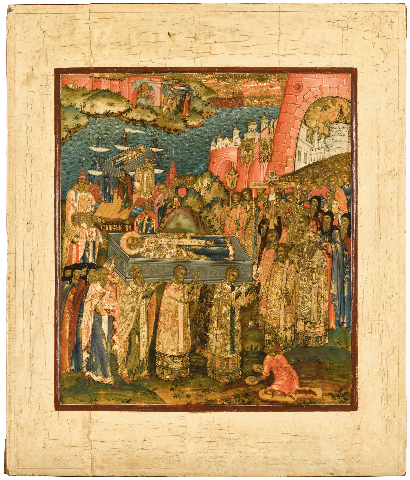 AN ICON OF THE TRANSLATION OF THE RELICS OF SAINT NICHOLAS, RUSSIAN ...