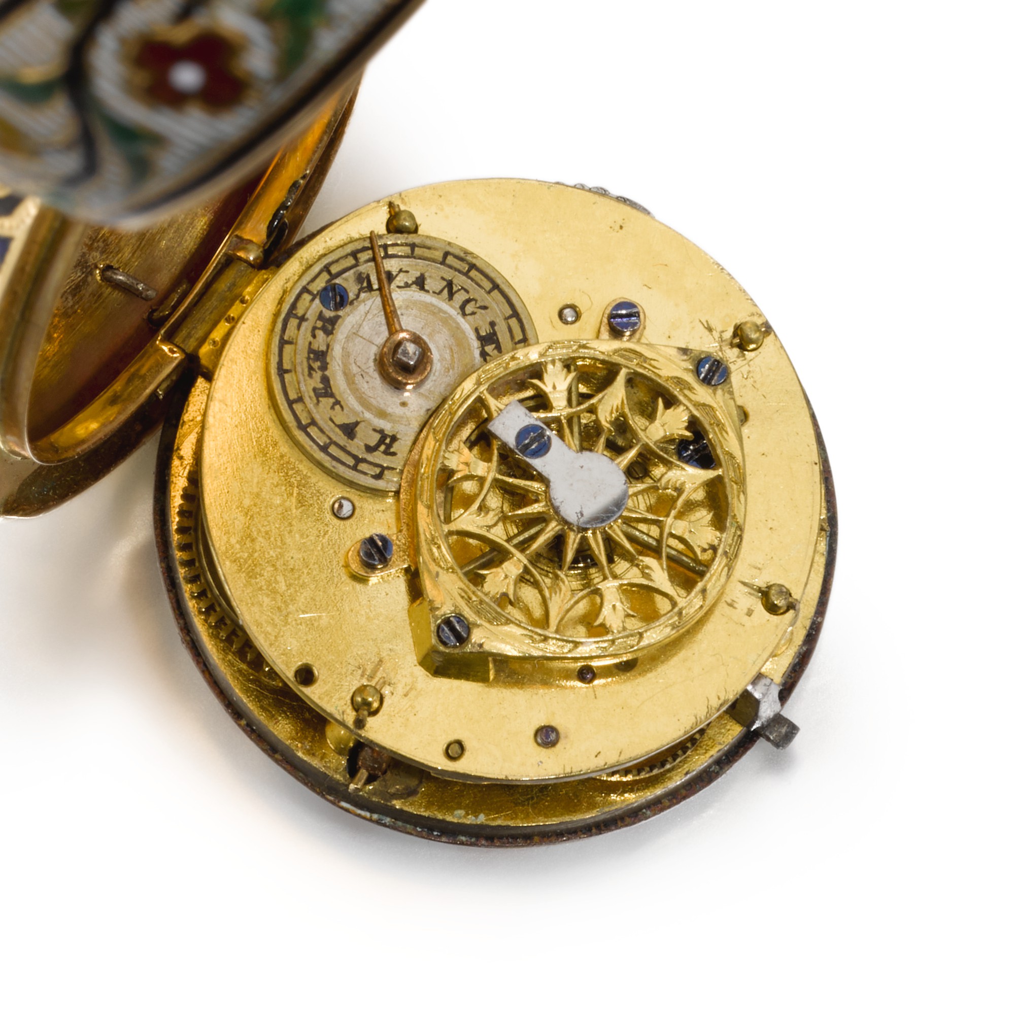 AUSTRIAN | A TWO-COLOUR GOLD AND ENAMEL MANDOLIN-FORM WATCH WITH ...