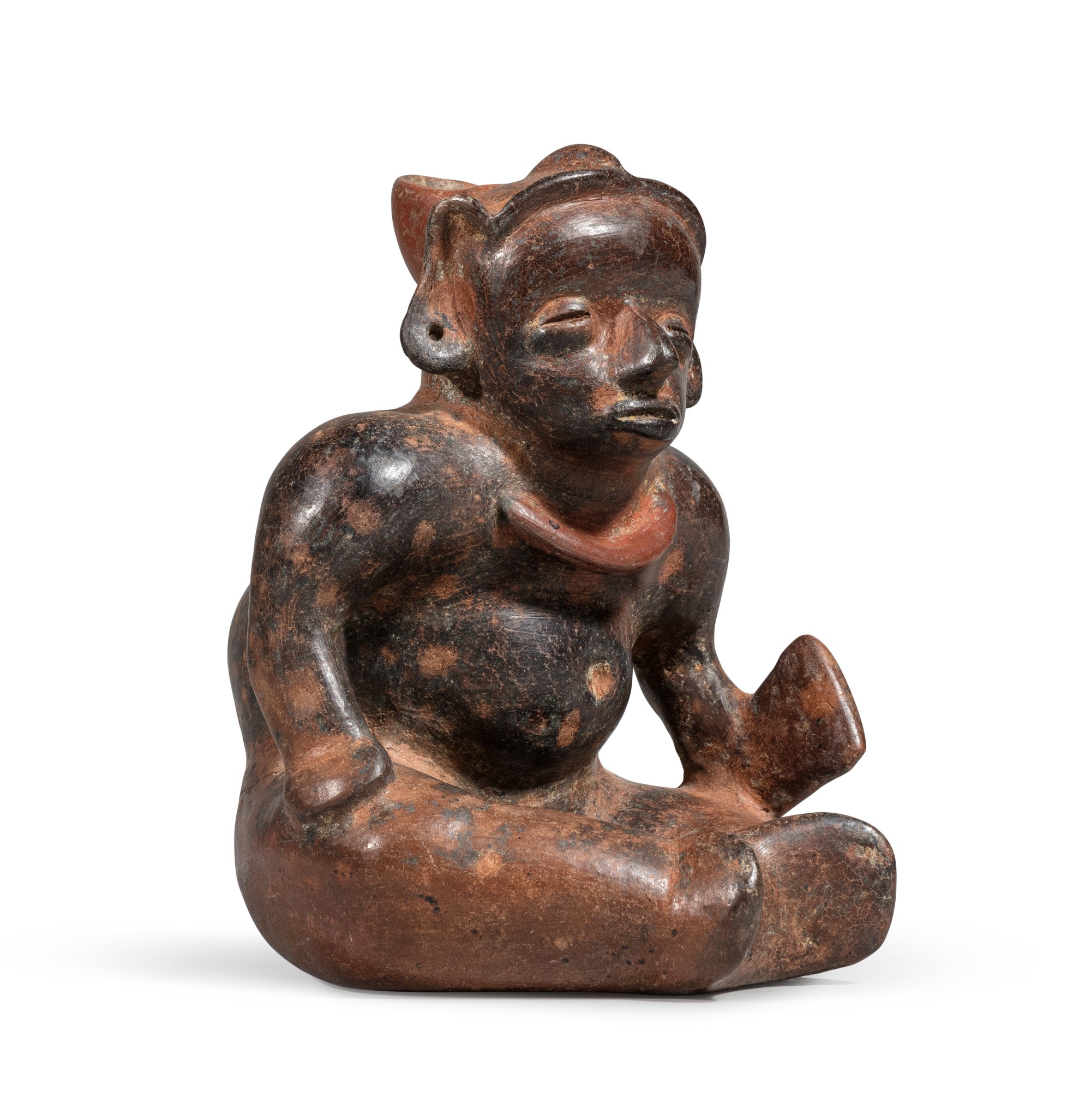 Statue d'un personnage assis, Colima, Mexique, 200 AV. J.-C.-300 AP. J ...
