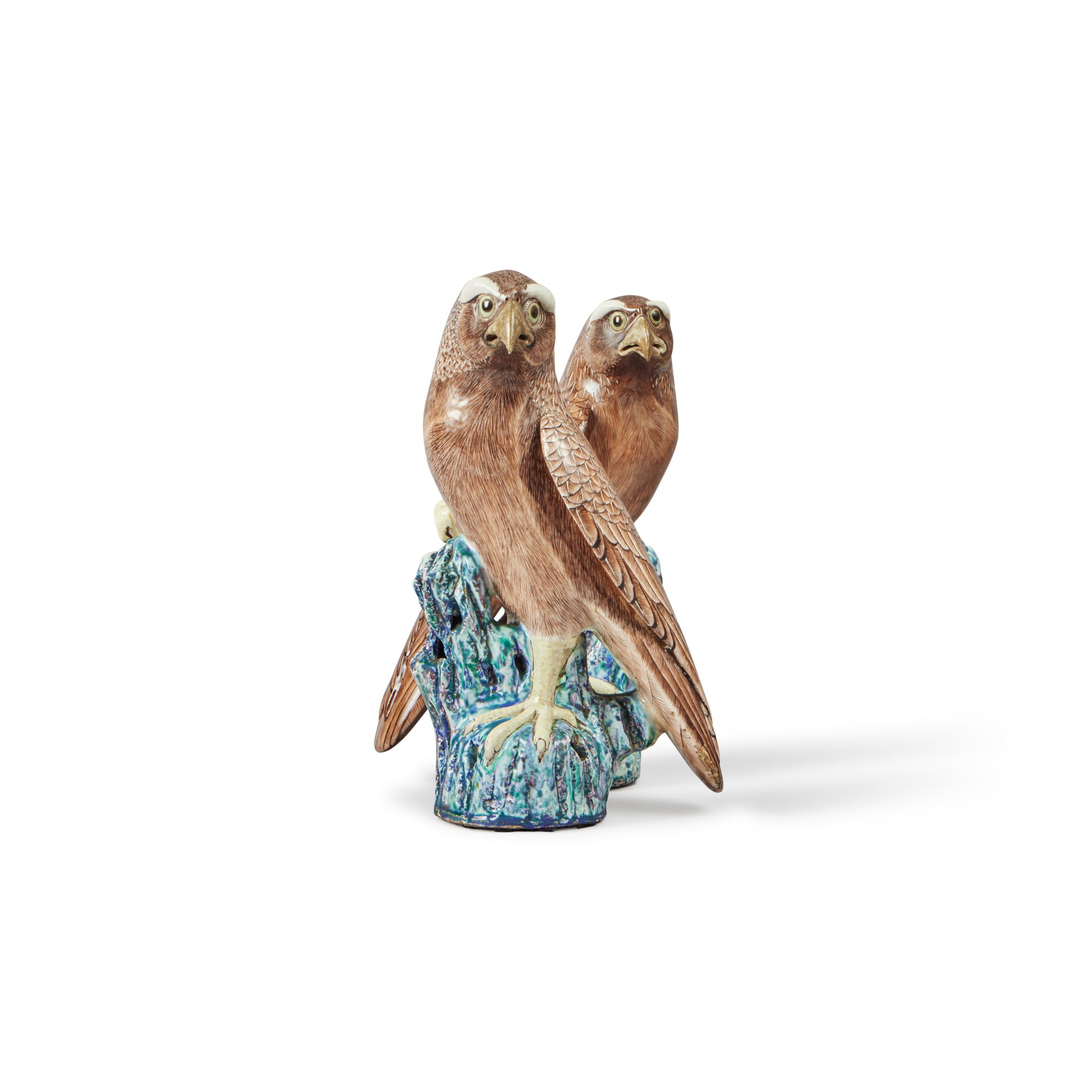 A Rare Pair of Chinese Export Figures of Hawks, Qing Dynasty, Qianlong ...