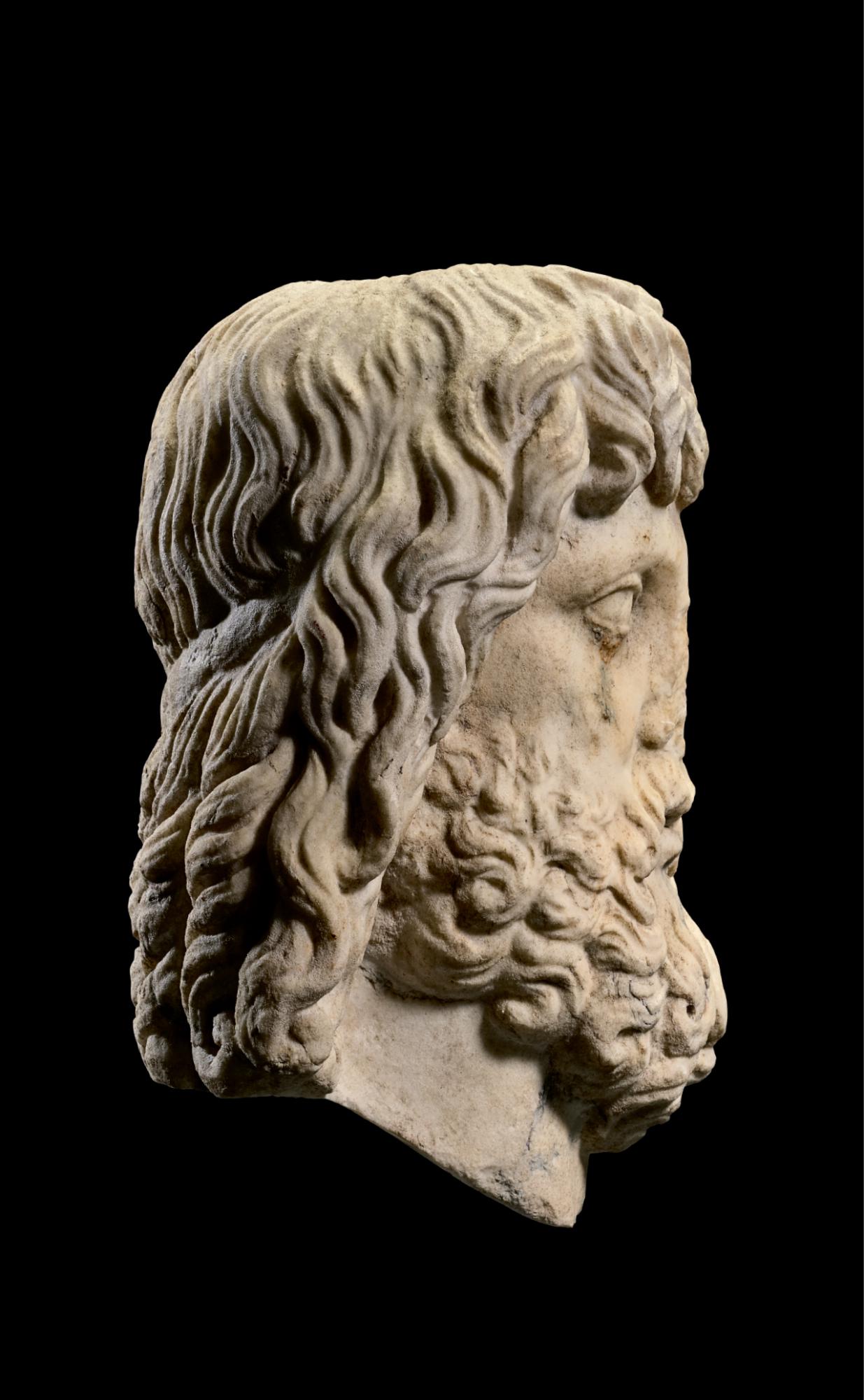 A ROMAN MARBLE HEAD OF SARAPIS, CIRCA 2ND CENTURY A.D., ON 19TH CENTURY ...