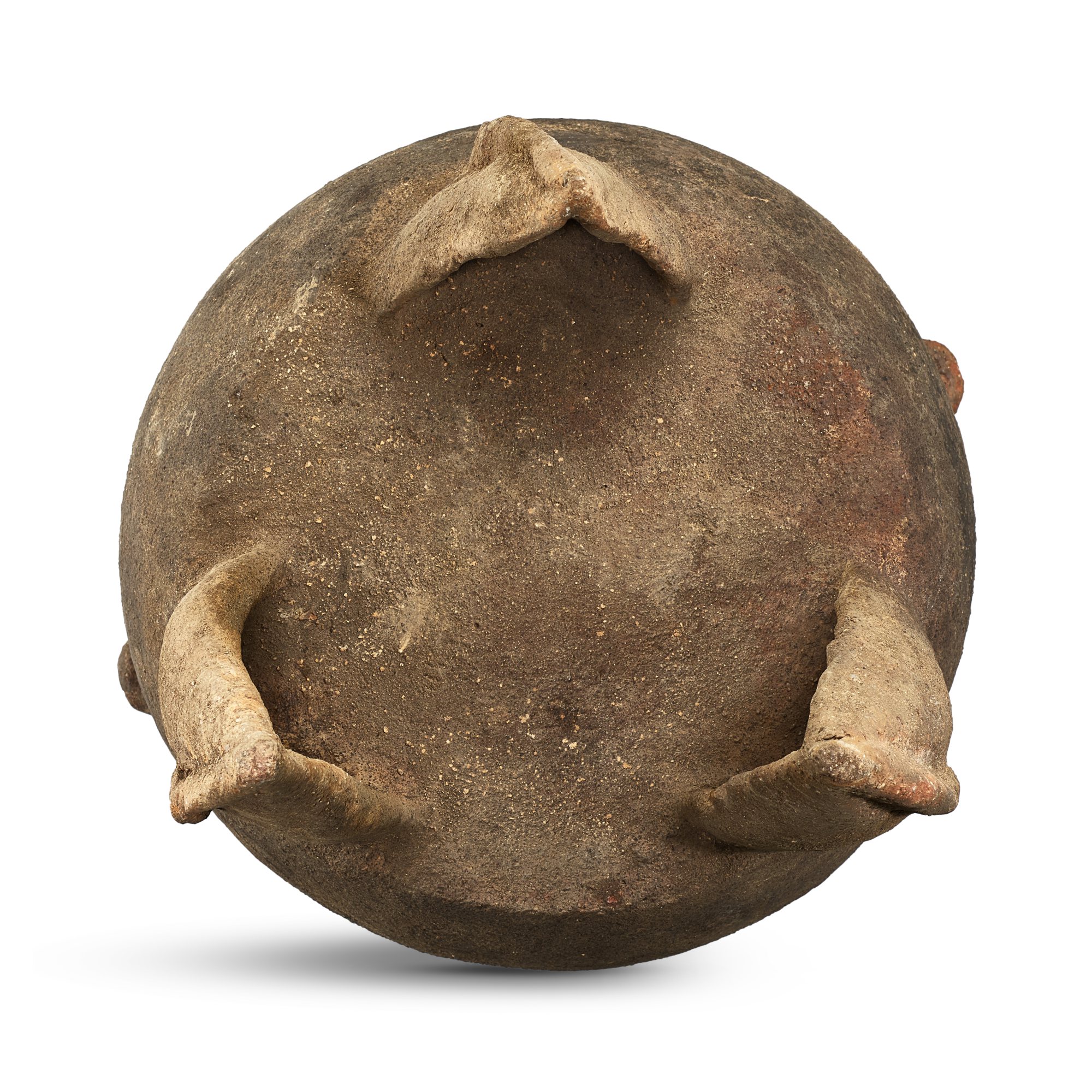 A black pottery tripod vessel, Ding, Neolithic period, Dawenkou culture ...