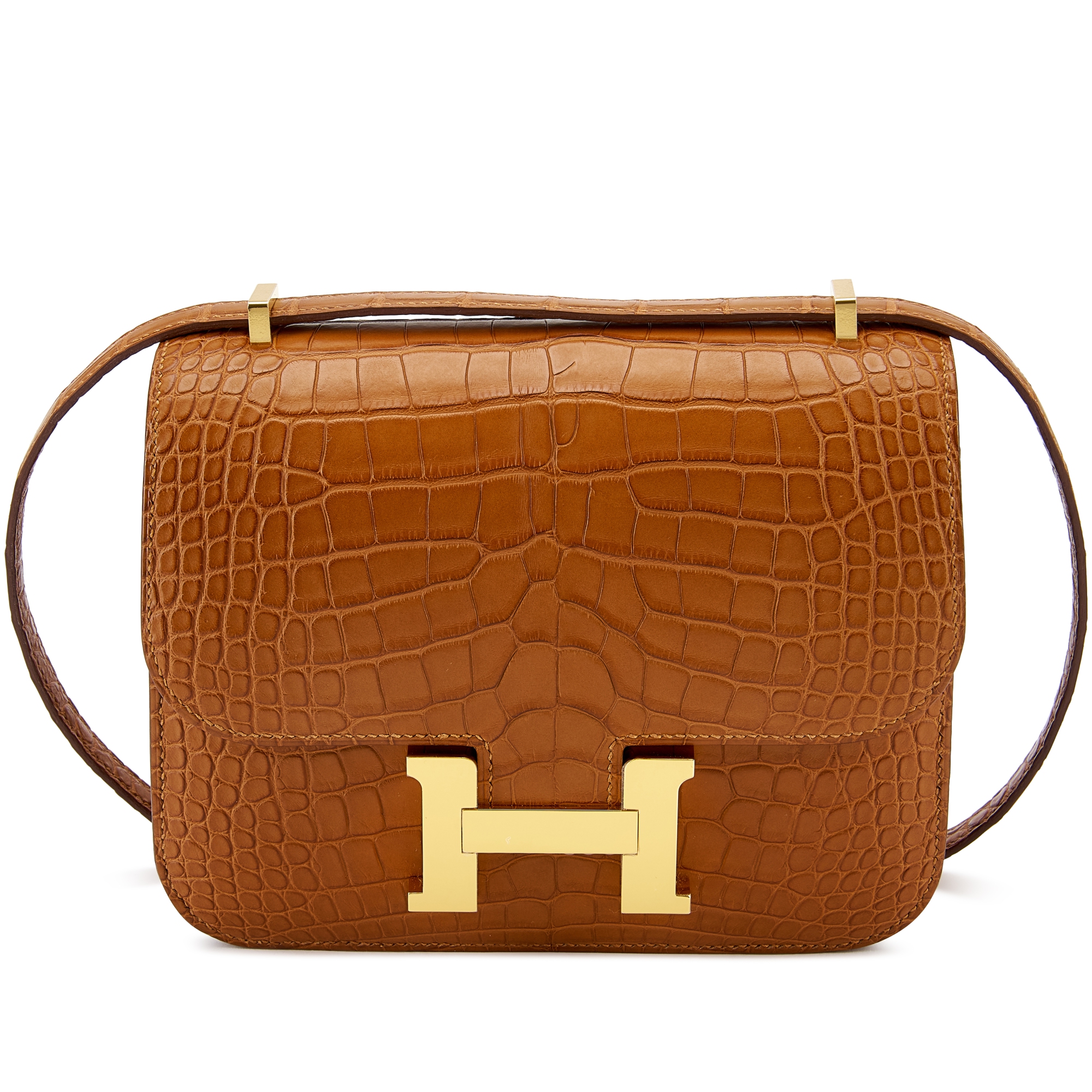 Gold Matte Alligator Mini Constance 18 Gold Hardware, 2022 | Handbags ...