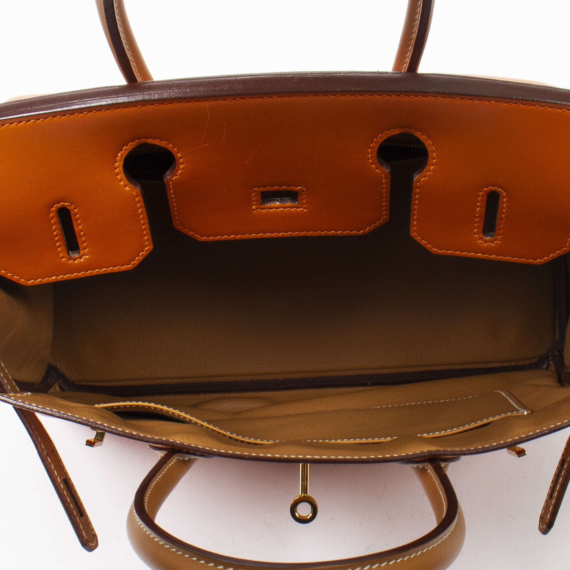 HERMÈS | POTIRON AND NATURAL CHAMONIX LEATHER BIRKIN BICOLOR 30 WITH ...