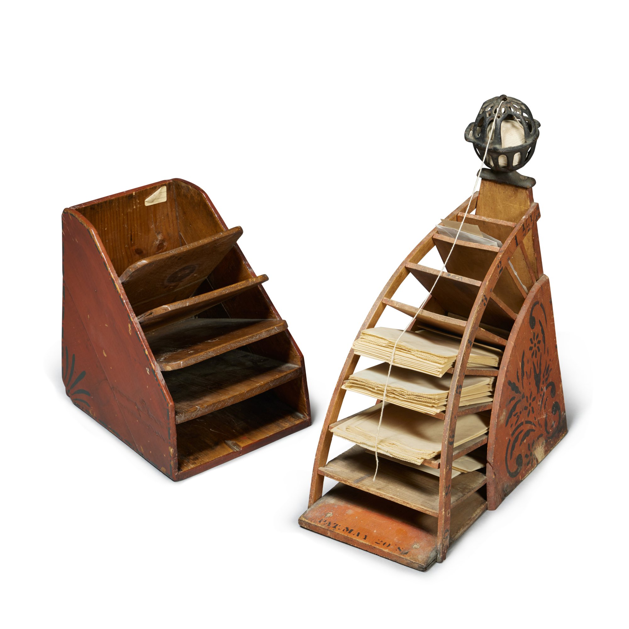 An American Red Painted and Stenciled Decorated Country Store Sack ...