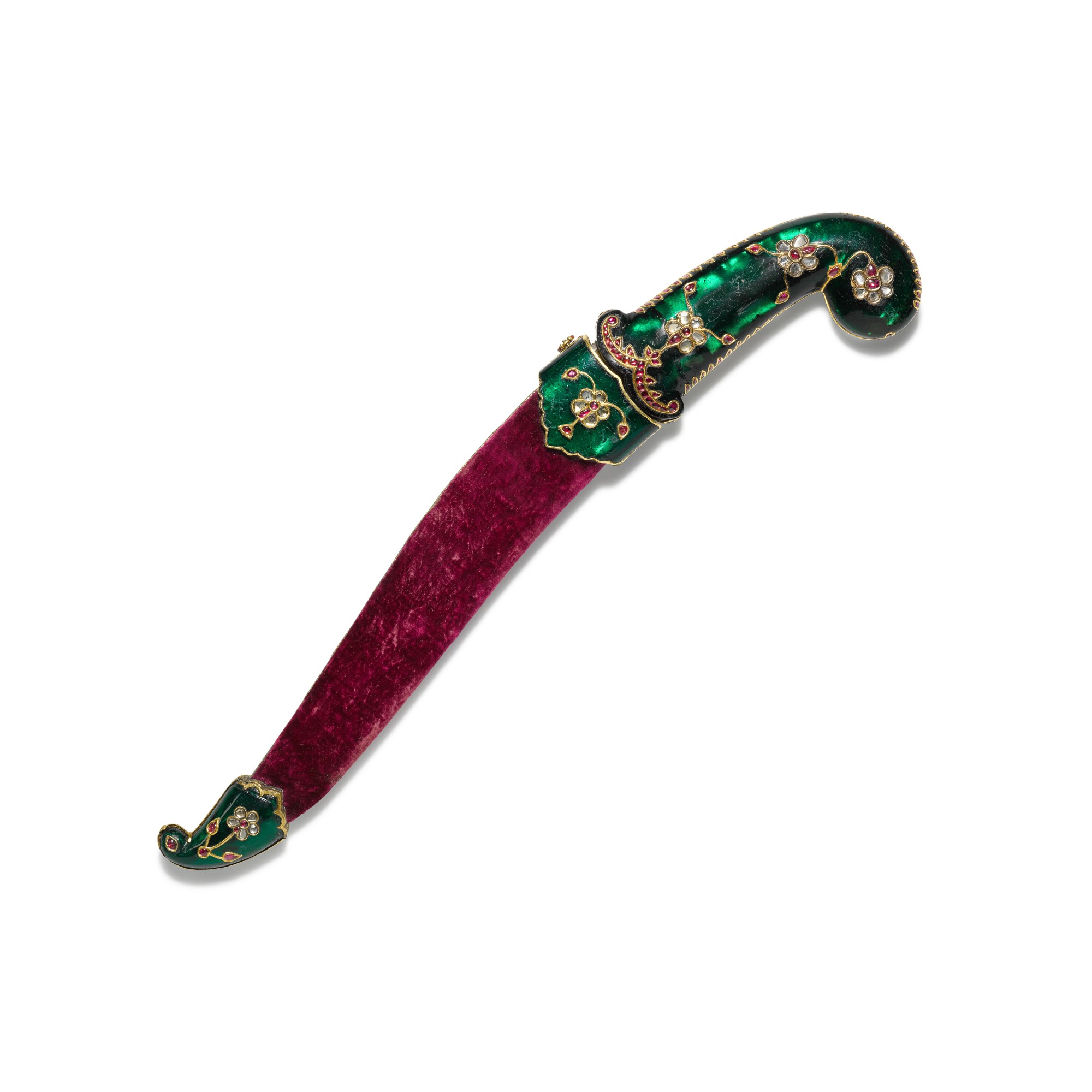 A Mughal gem-set glass-hilted dagger and scabbard, India, 18th century ...