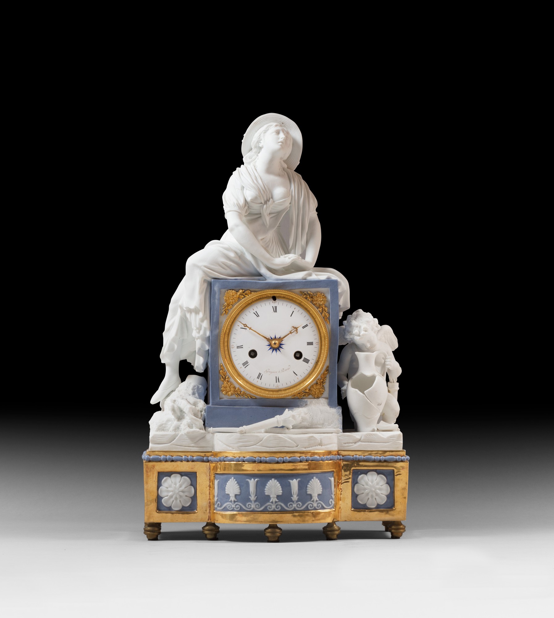 An Empire porcelain and gilt-bronze clock, early 19th century, circa ...