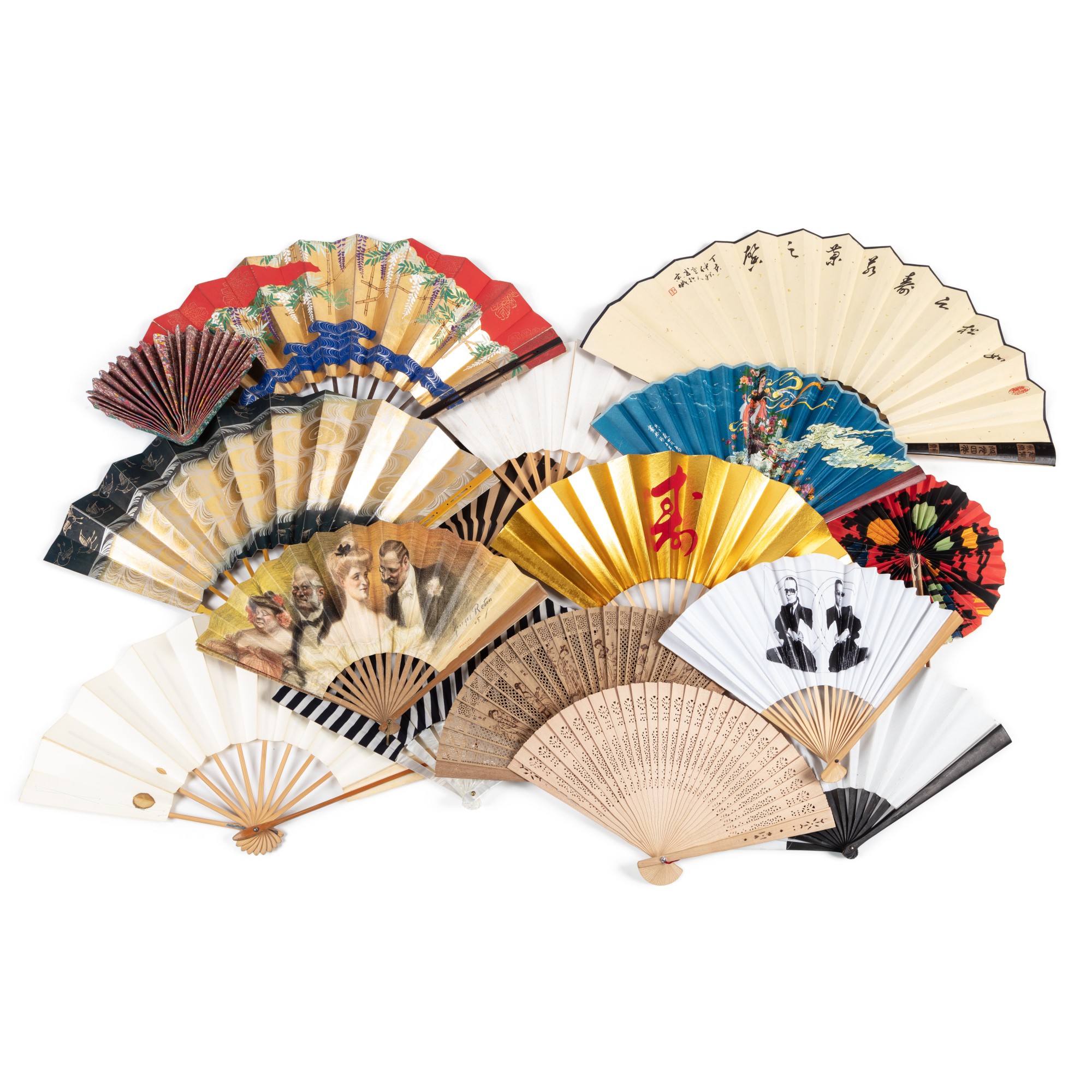 A group of sixteen various most paper fans, 20th century | Gruppe von ...