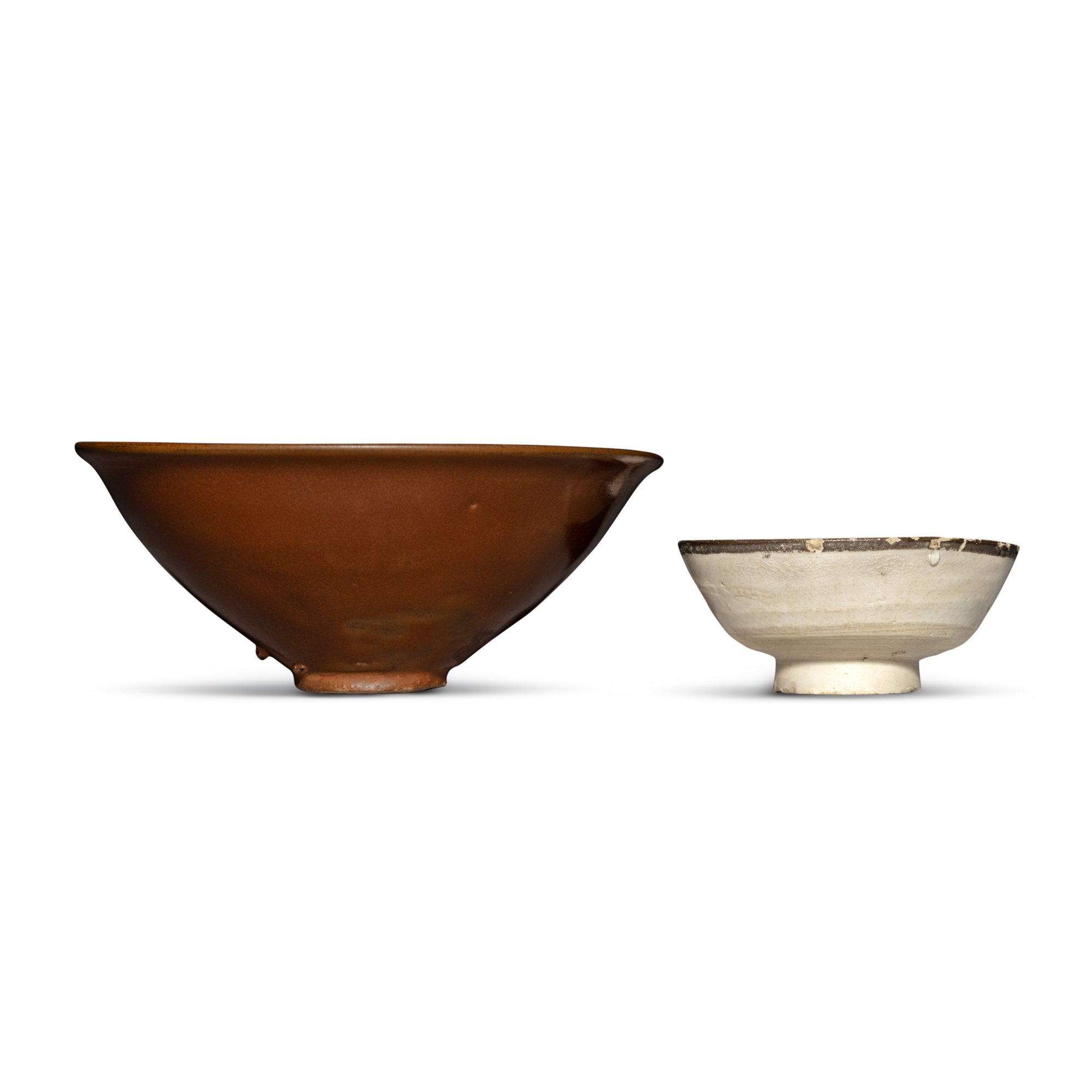 A persimmon-glazed conical bowl and a painted 'Cizhou' bowl, Northern ...