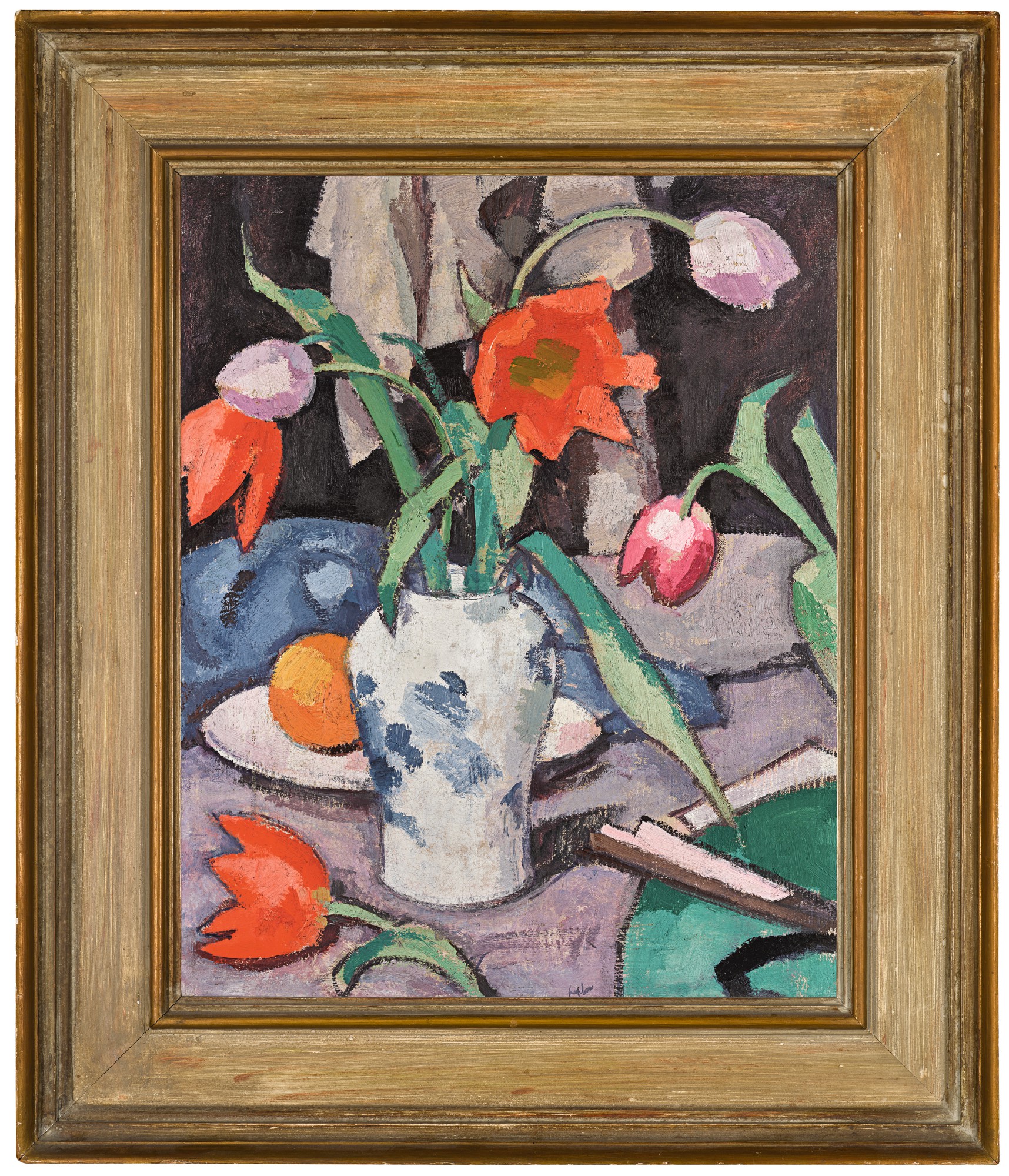 SAMUEL JOHN PEPLOE, R.S.A. | STILL LIFE WITH TULIPS AND FAN | Rembrandt ...