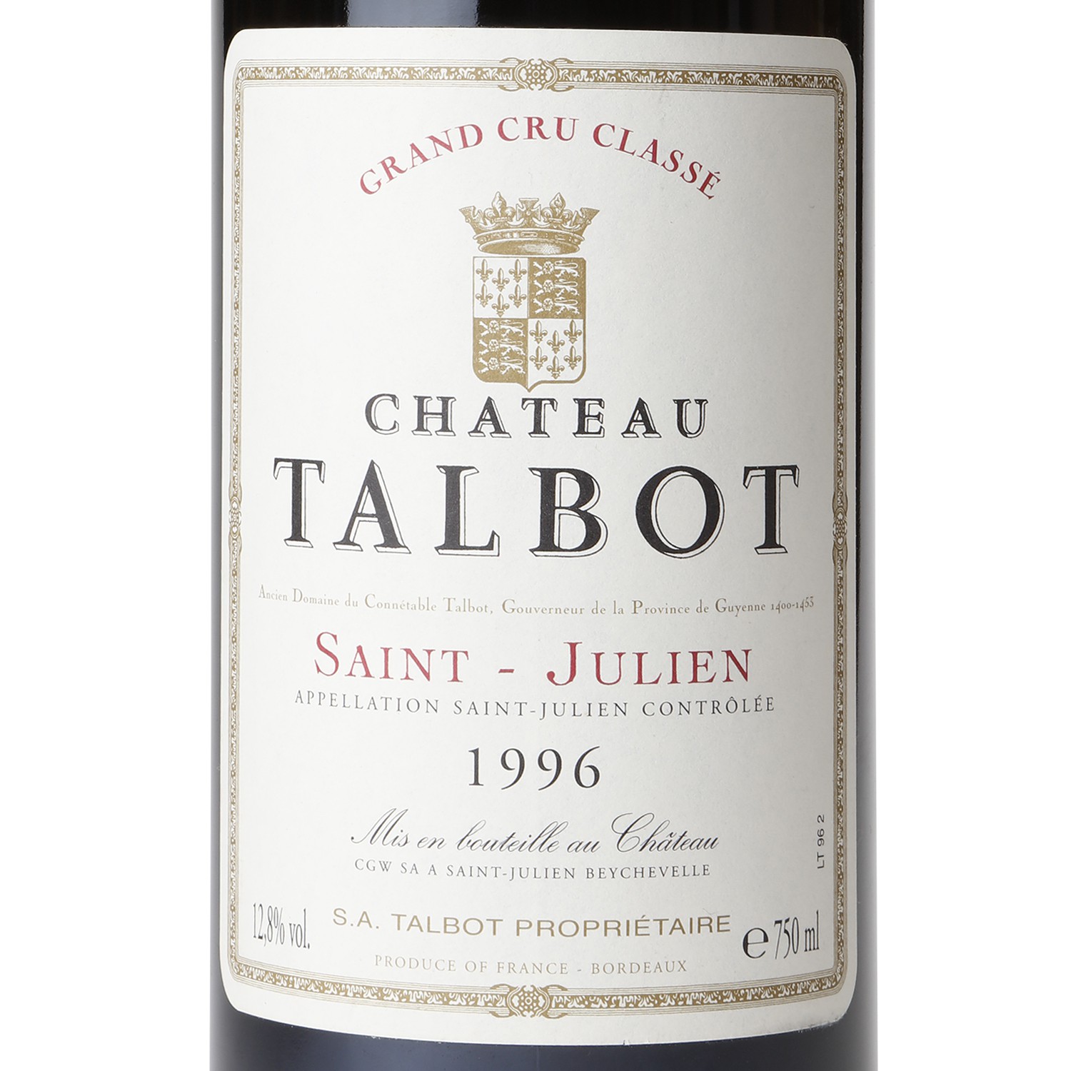 Château Talbot 1996 (12 BT) | From Burgundy to California featuring ...