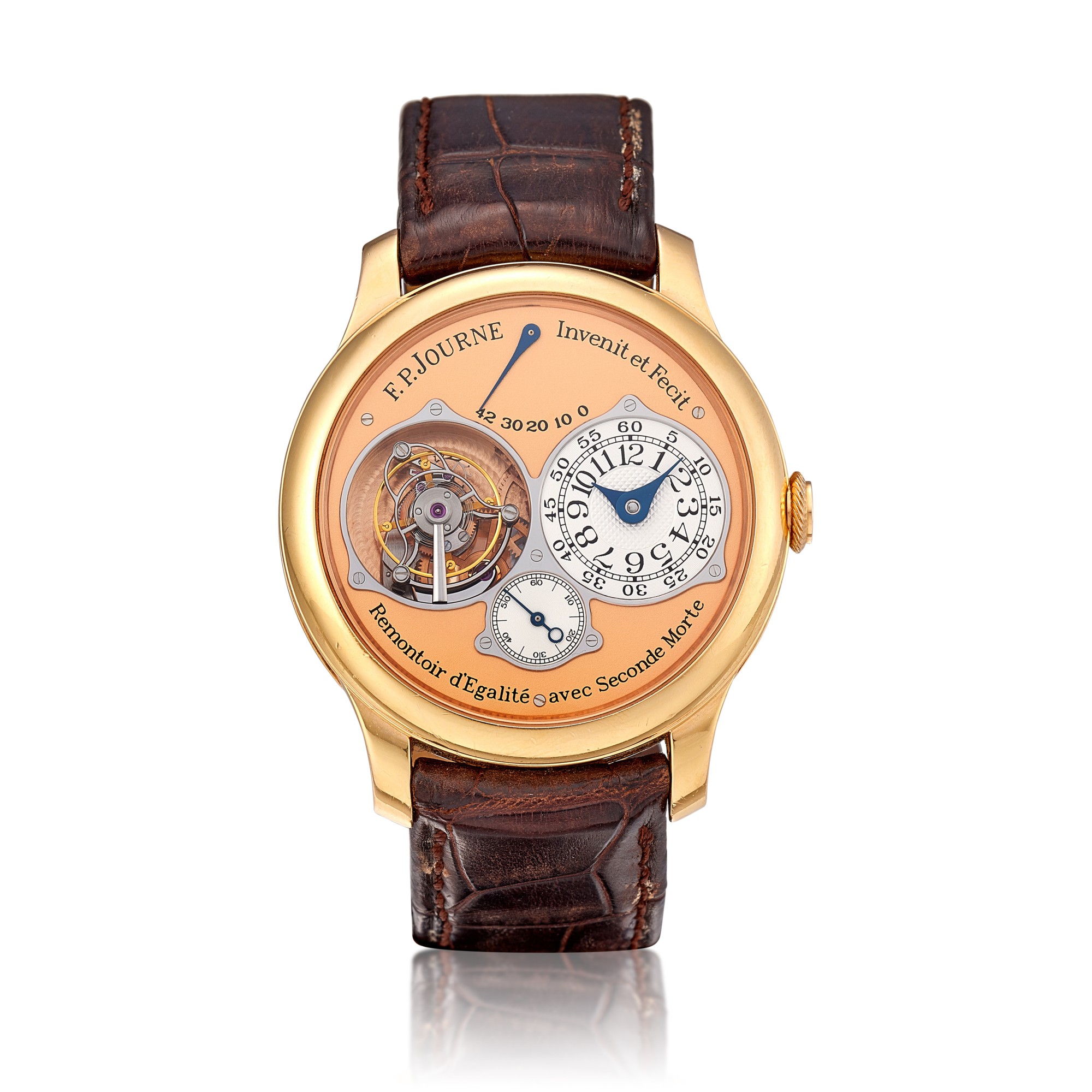 Tourbillon Souverain | A pink gold tourbillon wristwatch with constant ...