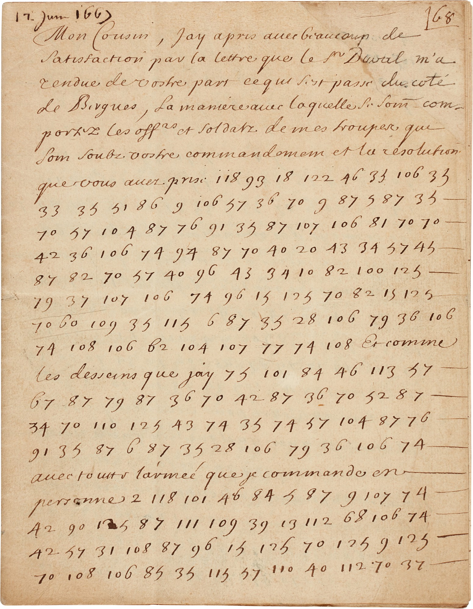 Louis XIV | letter signed, giving military orders to the Duc d'Aumont ...