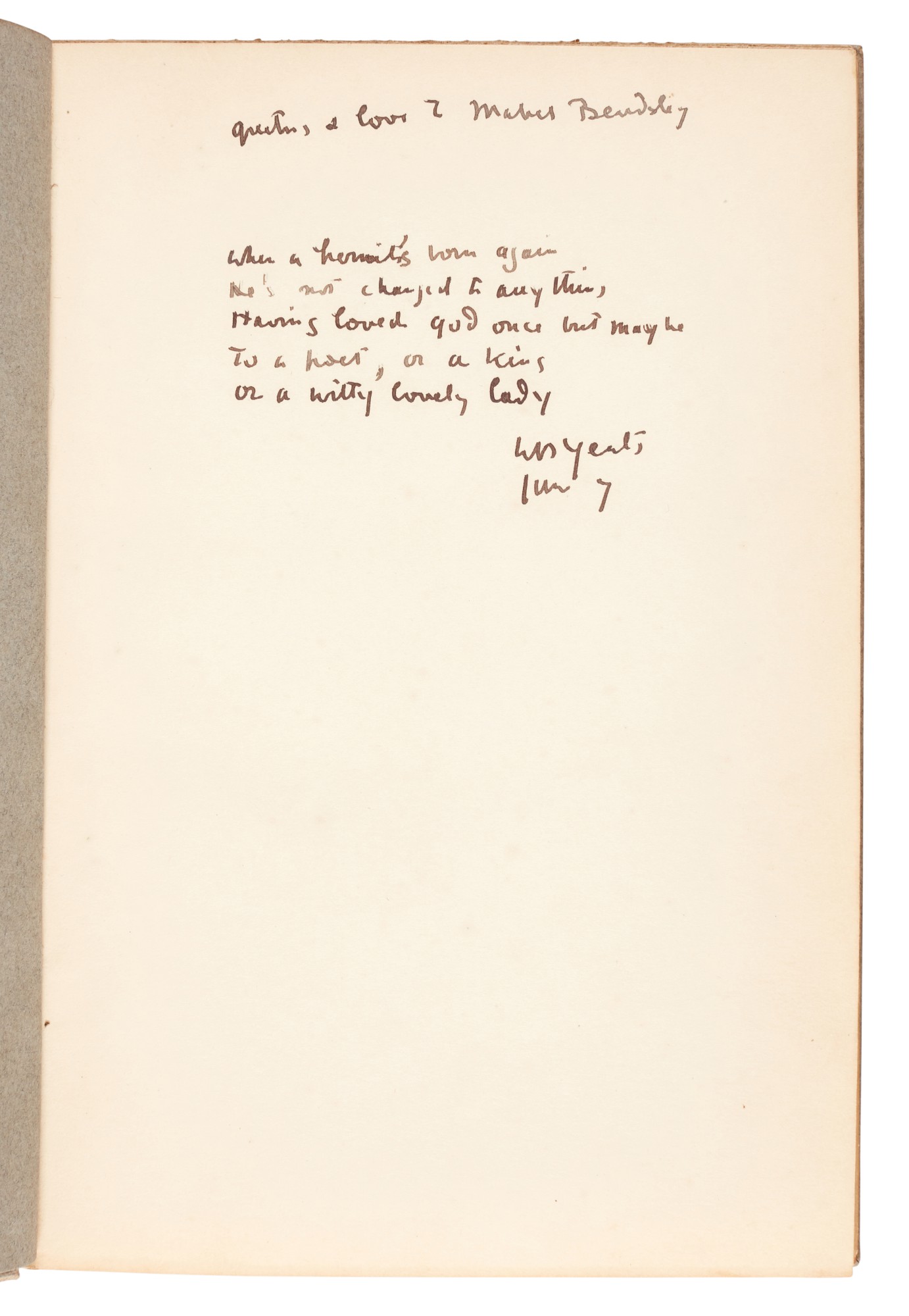 YEATS, W.B. | Responsibilities, 1914, inscribed to Mabel Beardsley ...